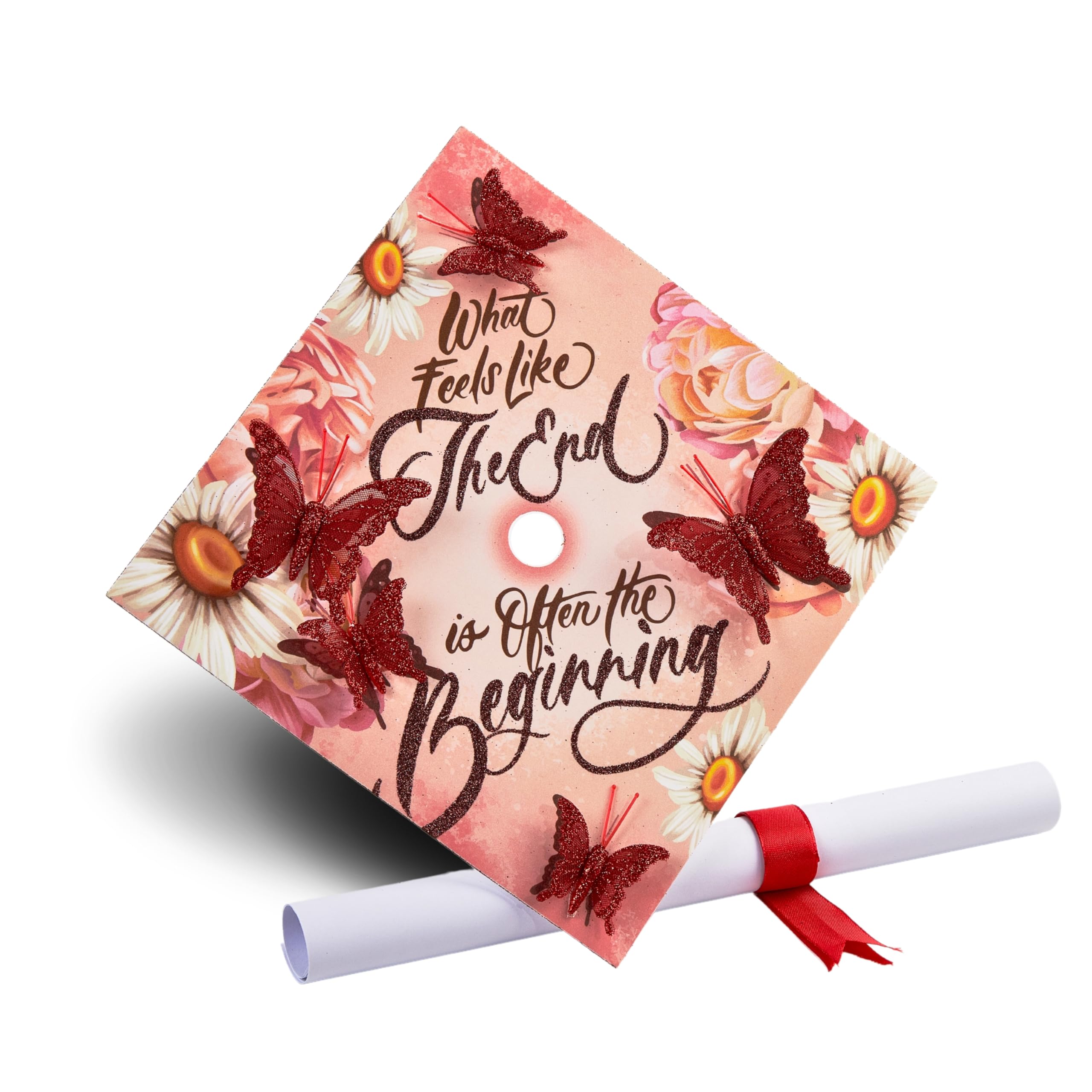 Amazon.com: Butterfly Graduation Cap Topper with Flowers, Grad Cap ...