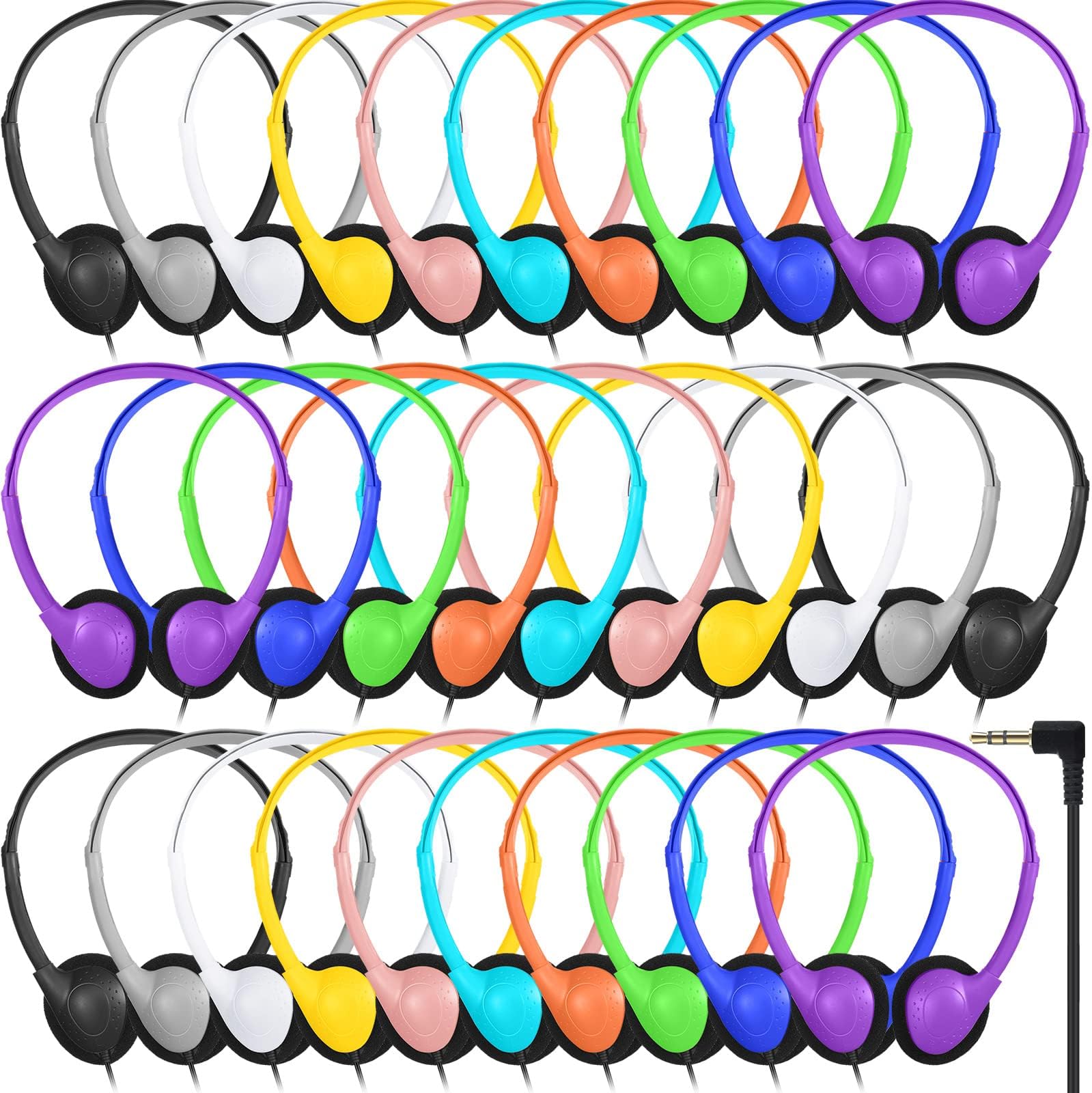 Amazon.com: Chumia 30 Pack Bulk Headphones for Classroom Students ...