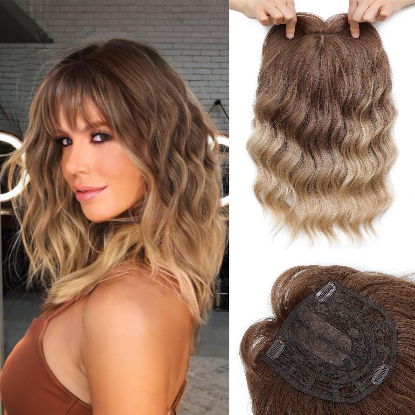 Amazon.com : Megito Hair Toppers for Women, 14inch Brown Ombre Dark ...