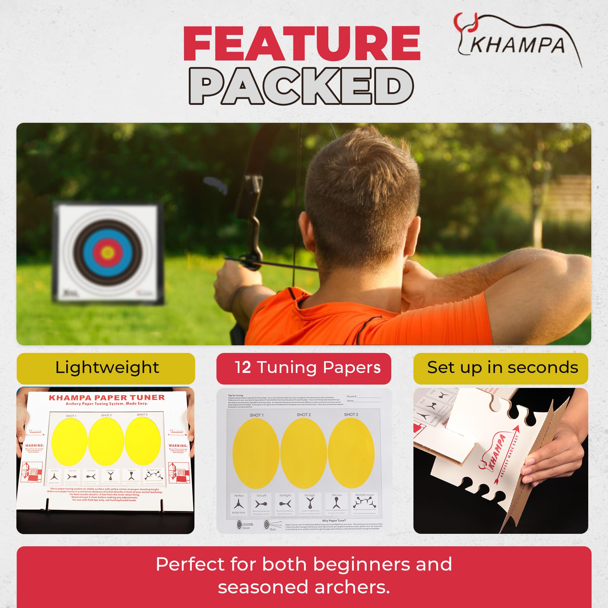 Archery Bow KHAMPA Paper Tuner For Archery Hunting | 12-Sheet Paper ...