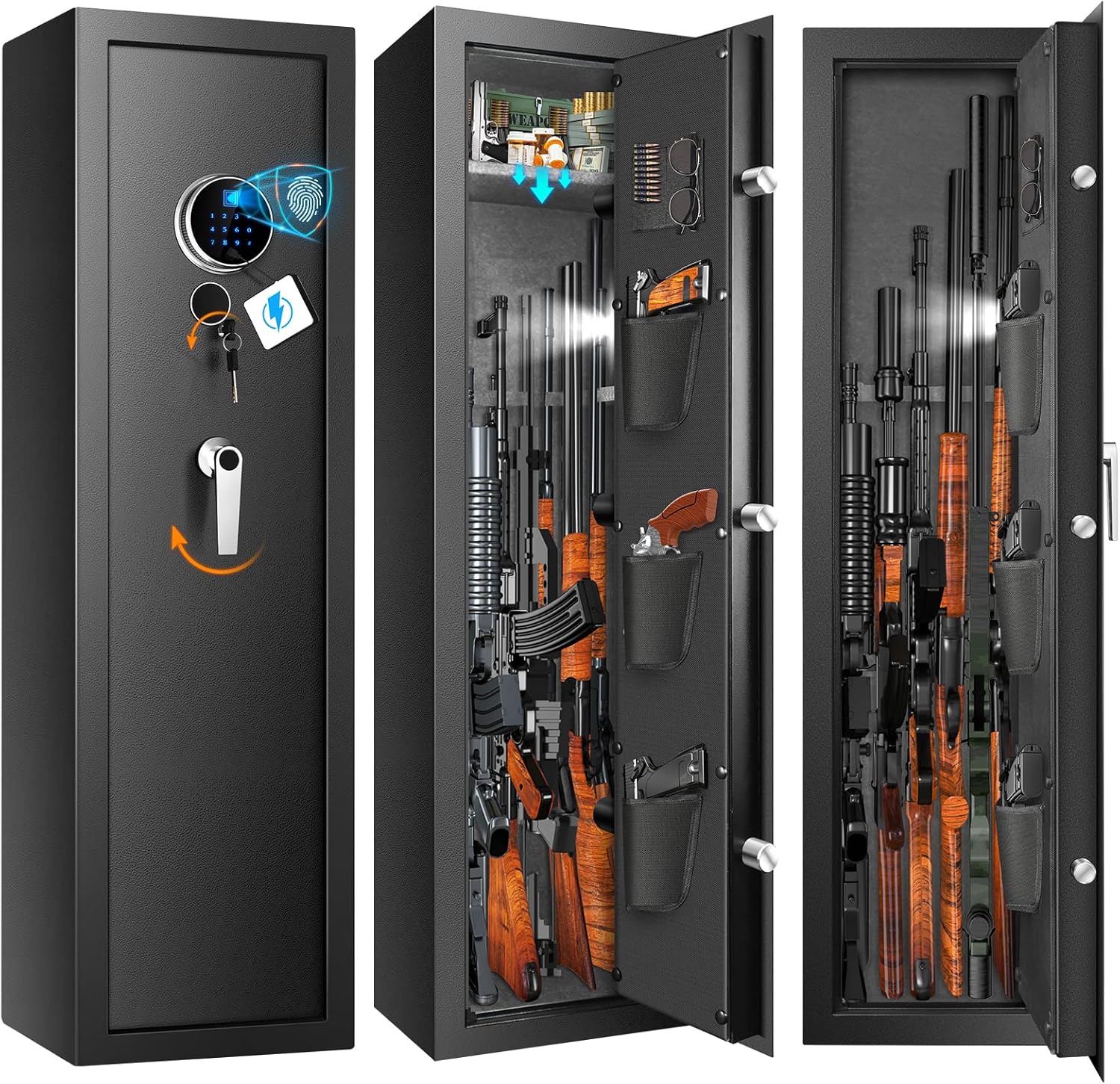 Amazon.com: GUVELI 5-6 Fireproof Biometric Gun Safe for Rifles and ...