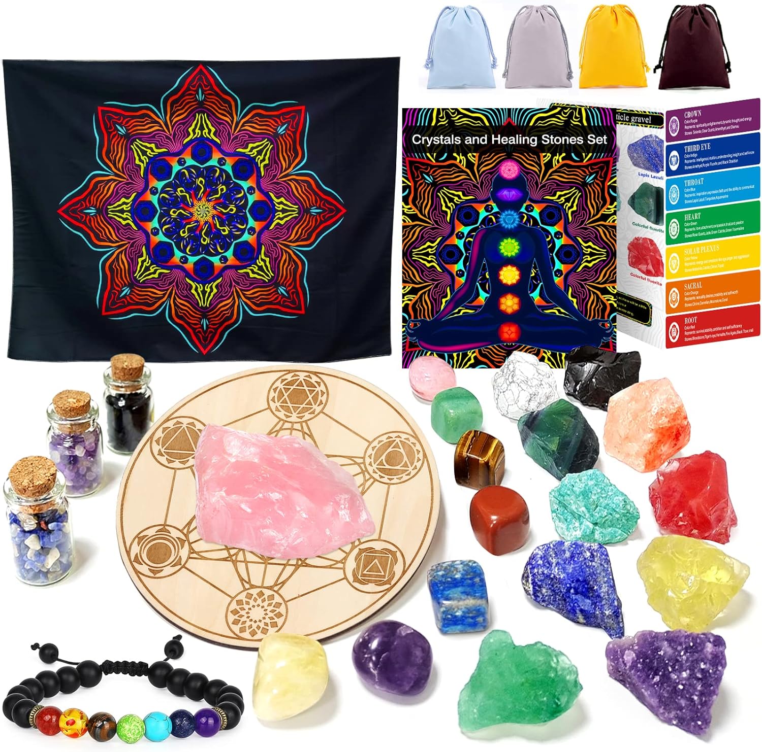 Amazon.com: 24Pcs Healing Crystals Set Crystal Sets for Healing, Chakra ...