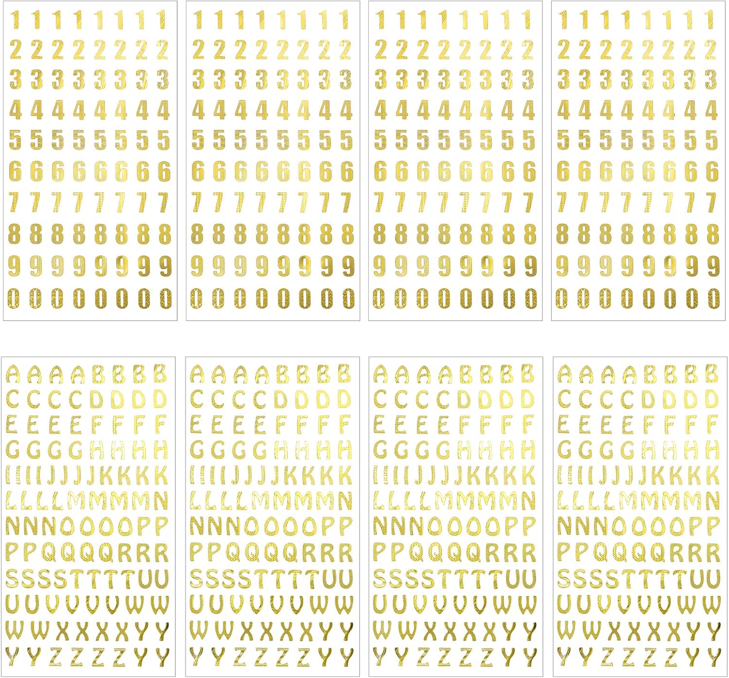 Oruola 8 Sheets Gold Letter Stickers,Gold Number Stickers,Self-Adhesive ...