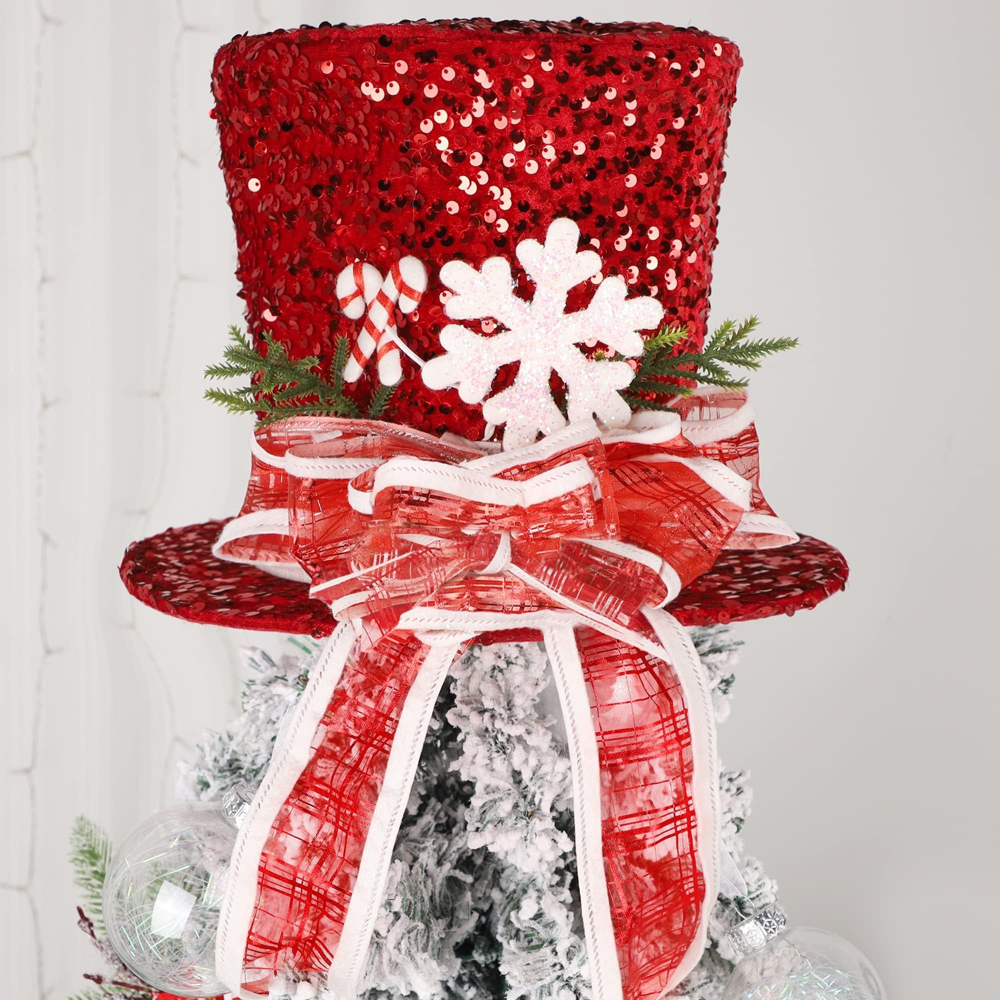 Amazon.com: Christmas Tree Topper, 13" X 11" Christmas Snow Tree Topper ...