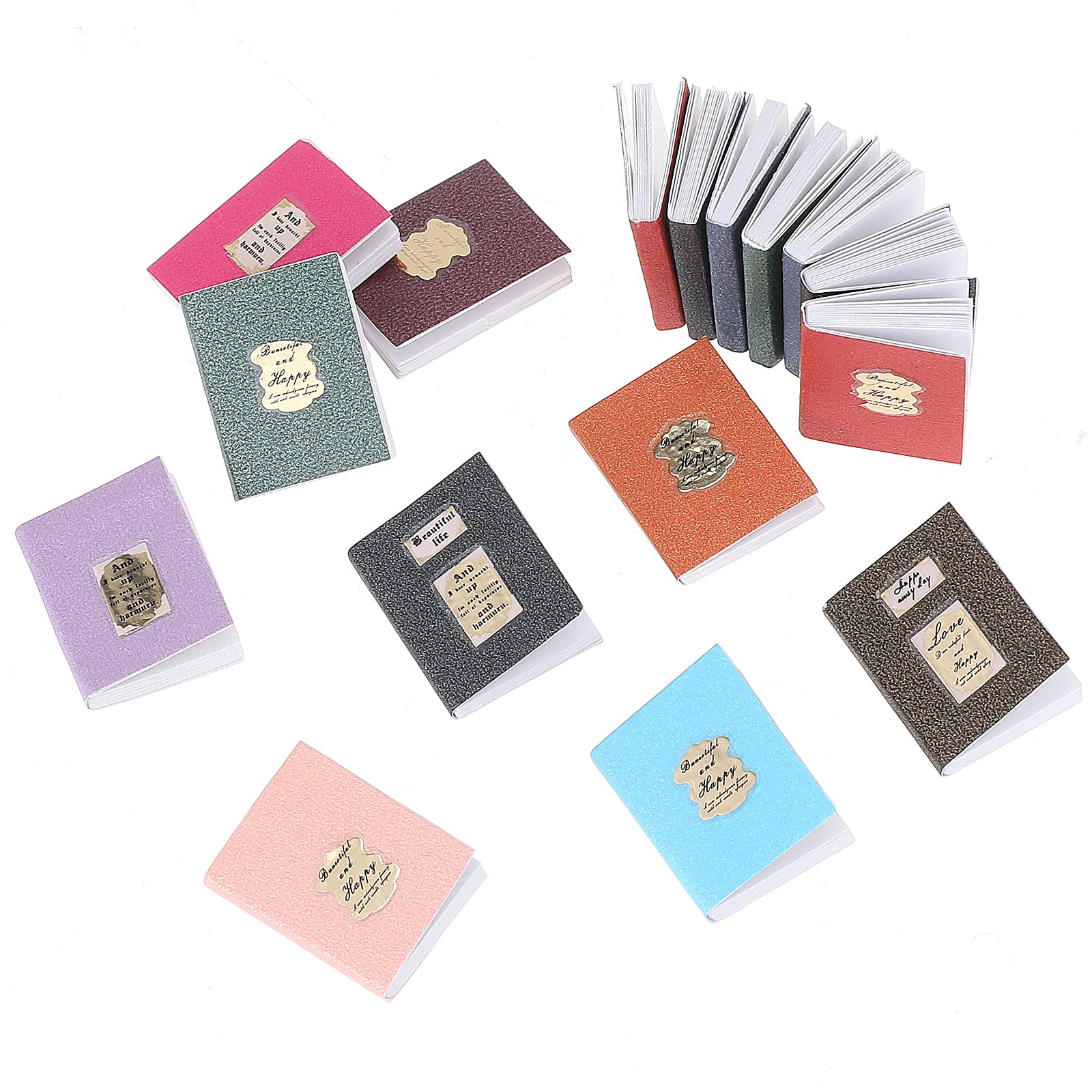 16PCS Mini Books 1: 12 Scale Assorted Timeless Miniature Books Notebook ...