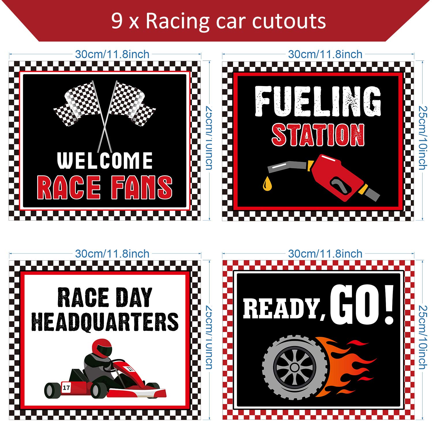 Buy Race Car Party Decoration Kit of 40 Pieces, Large Racing Cutouts ...