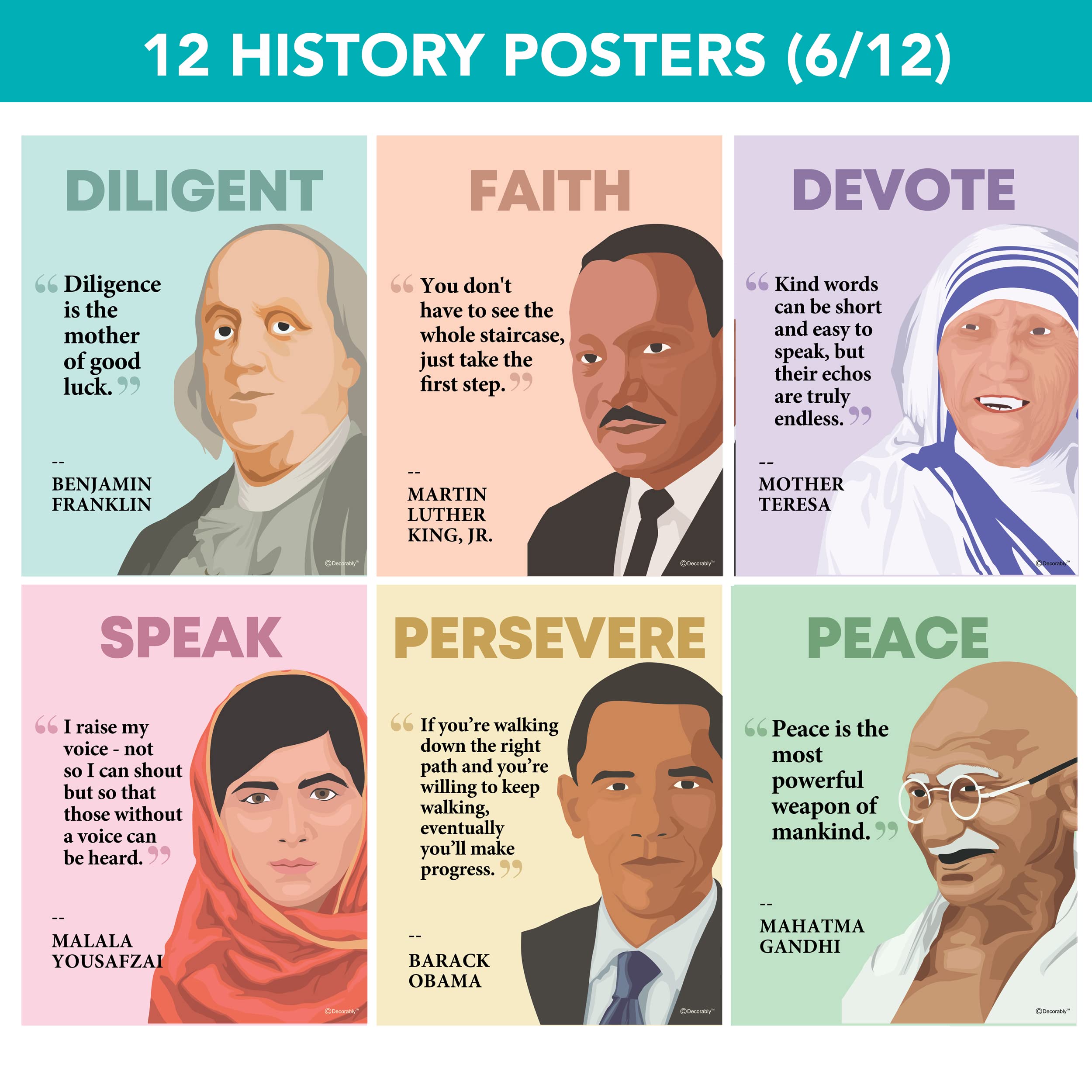 Snapklik.com : 12 History Posters For Classroom - 11x14" History ...