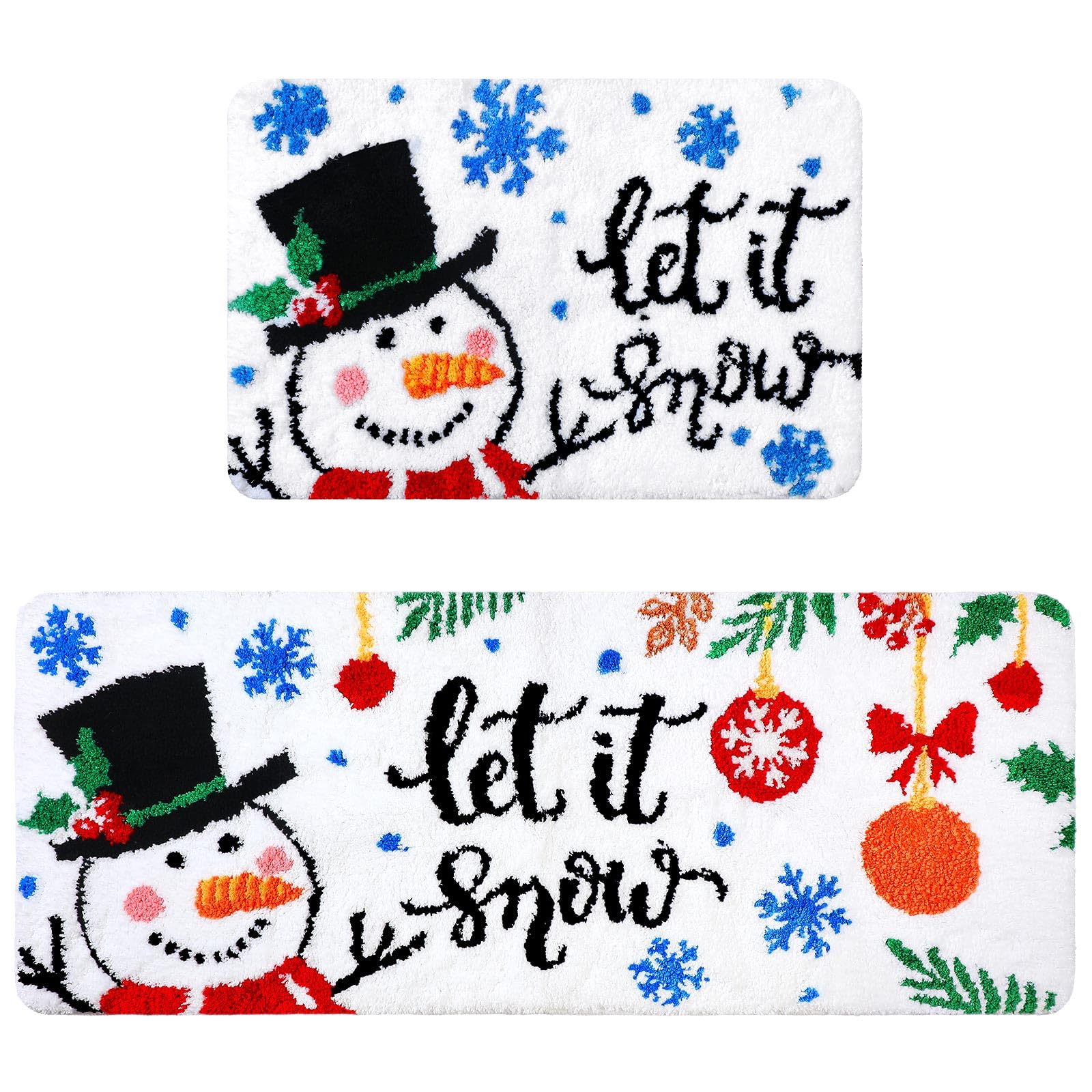 Amazon.com: Drydiet 2 Pcs Christmas Snowman Bathroom Rugs Set Soft ...
