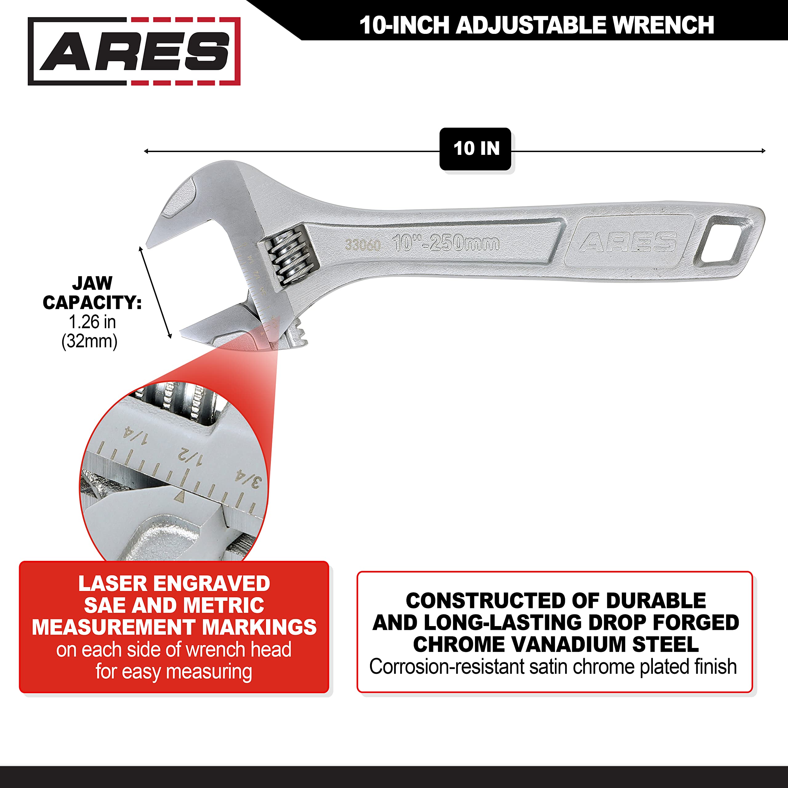 Snapklik.com : 33060 10-Inch Adjustable Wrench Drop Forged Chrome ...