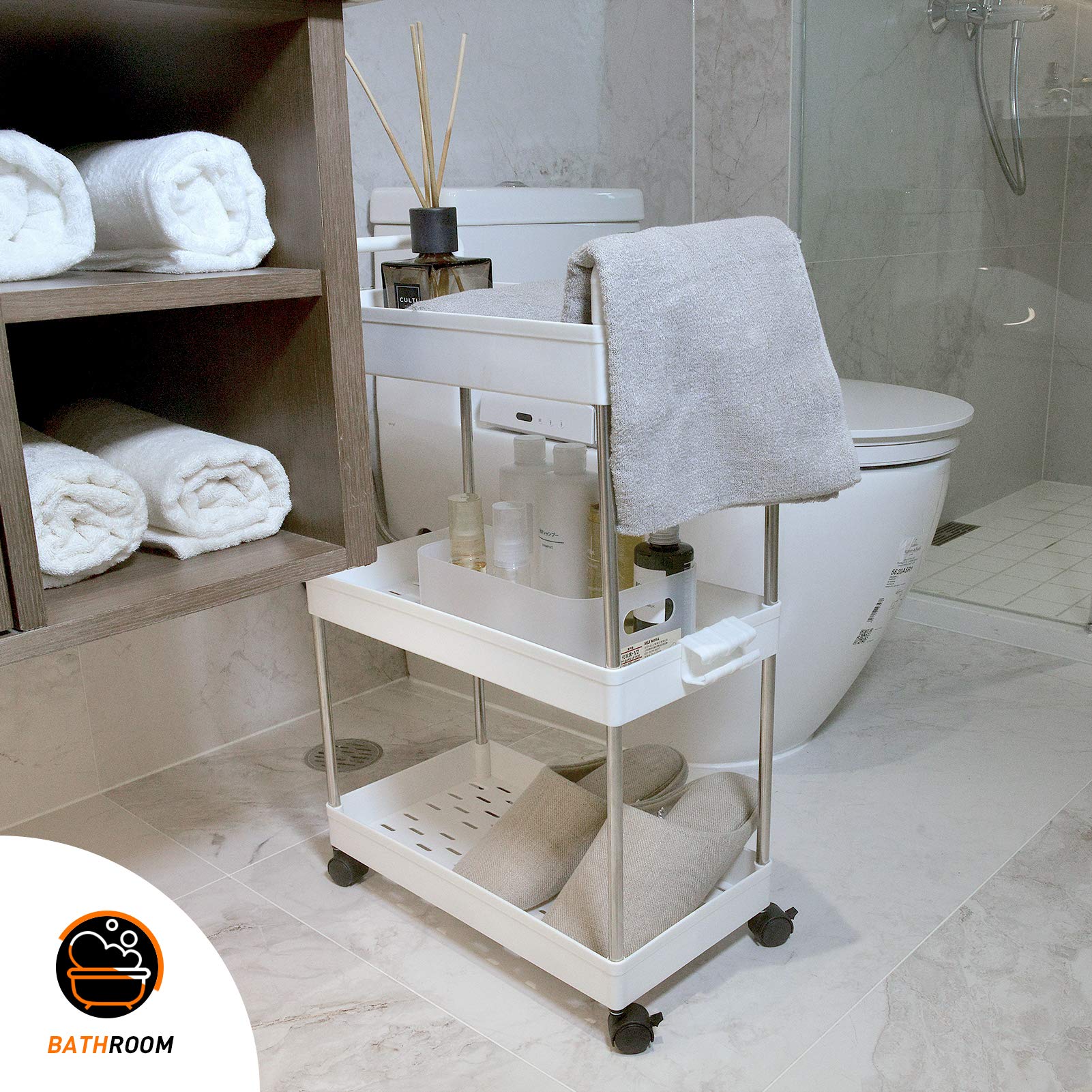 Ronlap 3 Tier Classic Storage Rolling Cart, Slim Storage Cart with ...