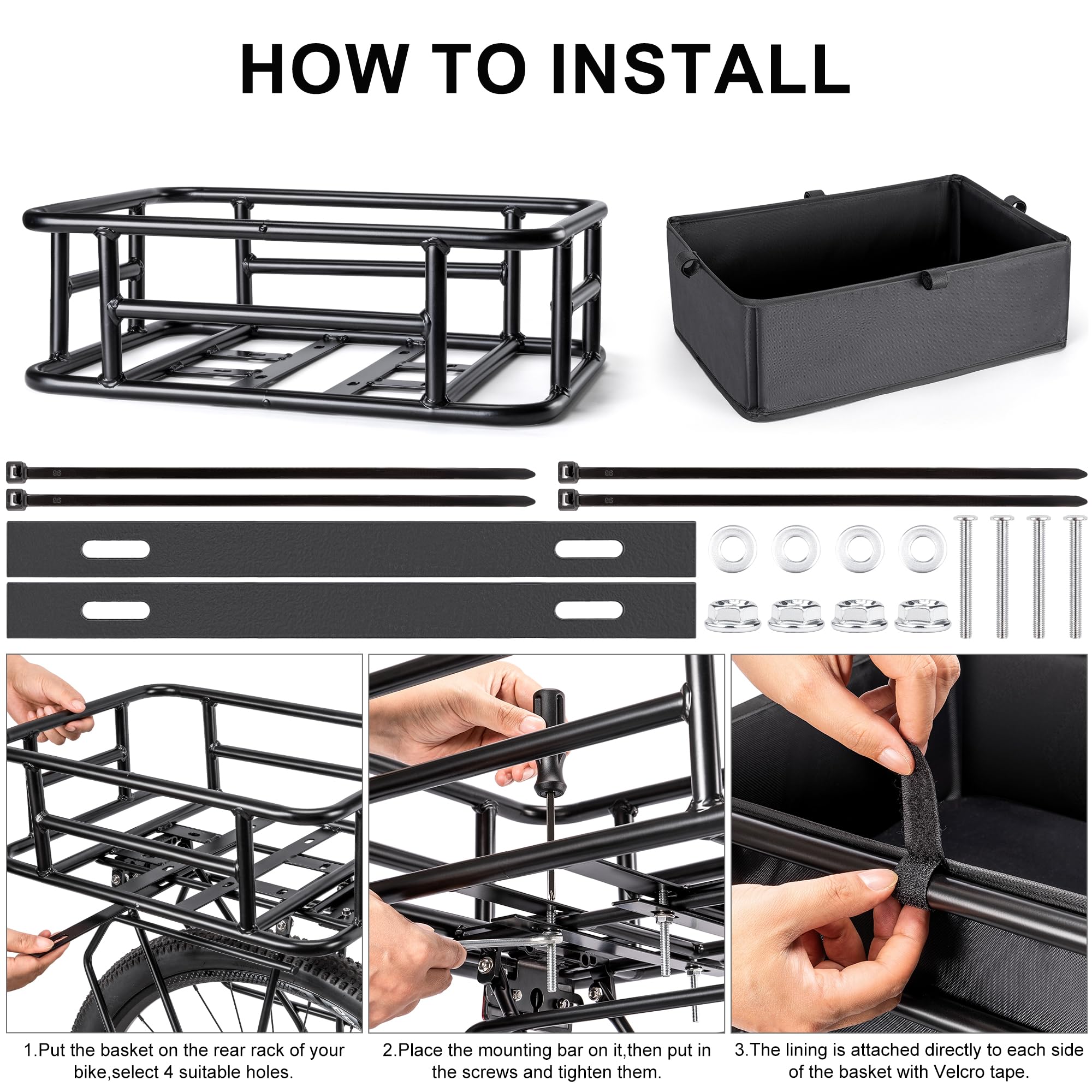 Snapklik.com : CXWXC Rear Bike Basket - Large Bicycle Rear Basket