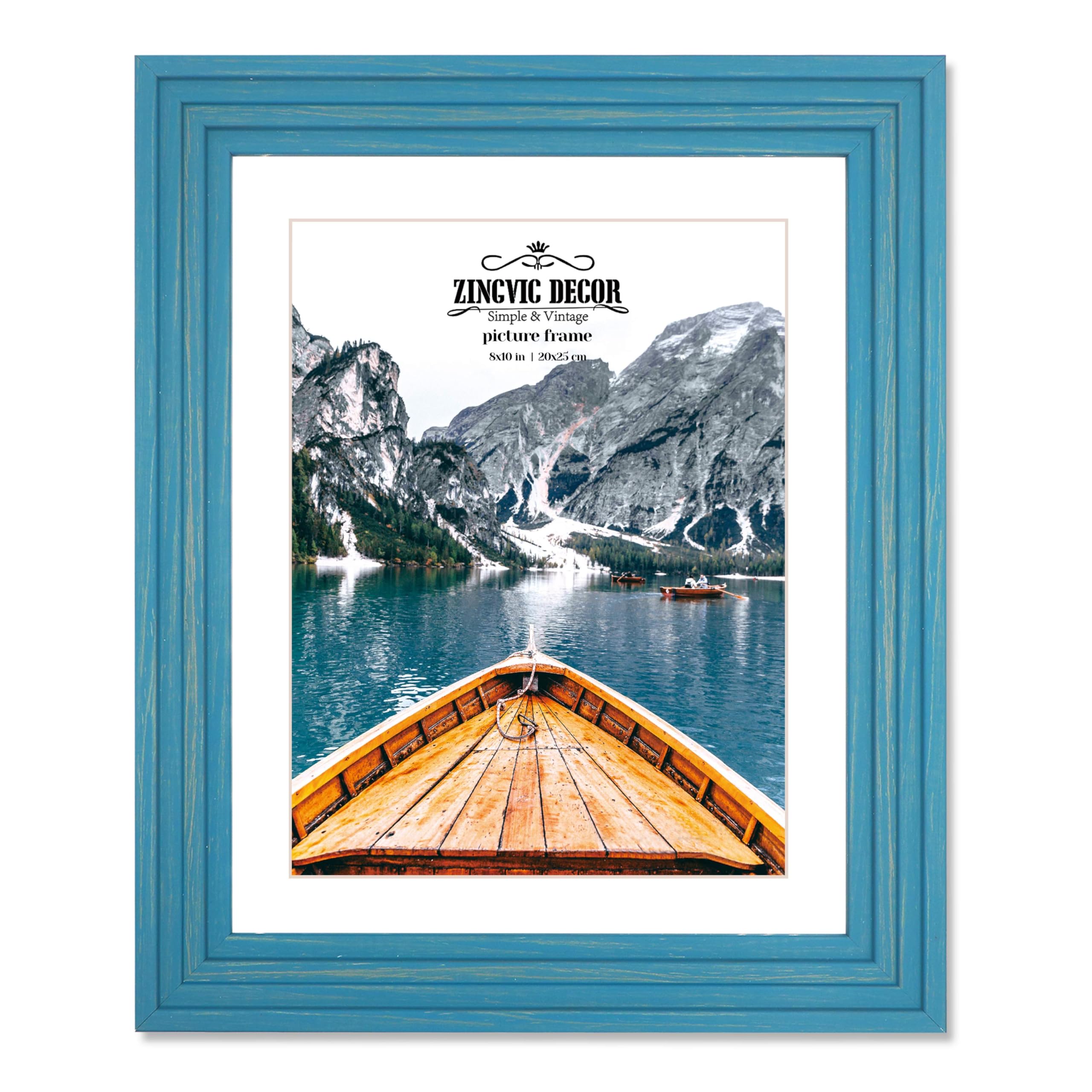 Amazon.com - 8x10 inch Navy Blue Picture Frame with mat | Display Photo ...