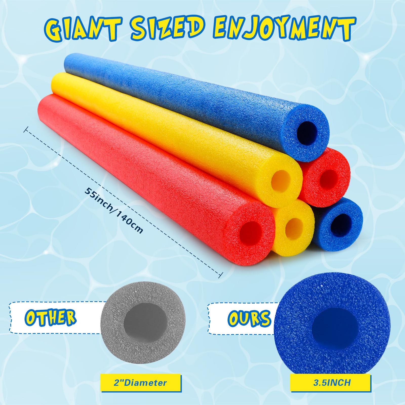 Snapklik.com : Hollowfly 6 Pack Jumbo Pool Noodles Swimming Floating ...