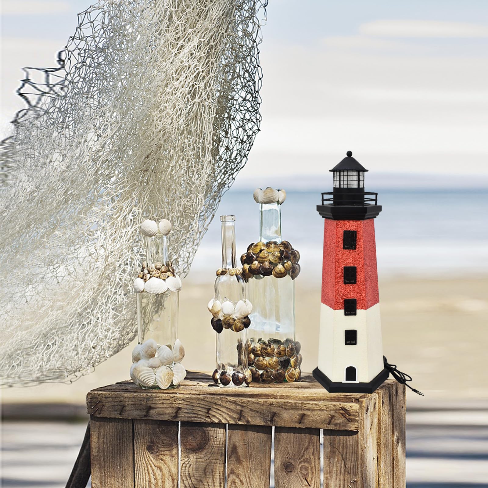 Lighthouse Centerpieces COTA Global White Wooden Lighthouse Decor
