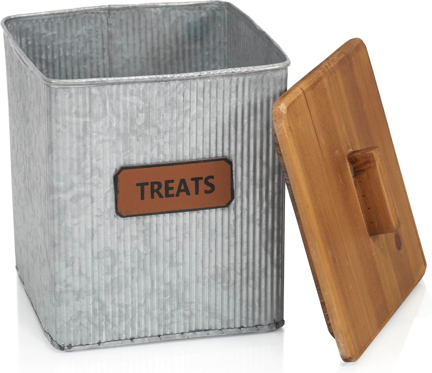 Amazon.com: Red Co. Dog & Cat Treats Corrugated Metal Storage Canister ...