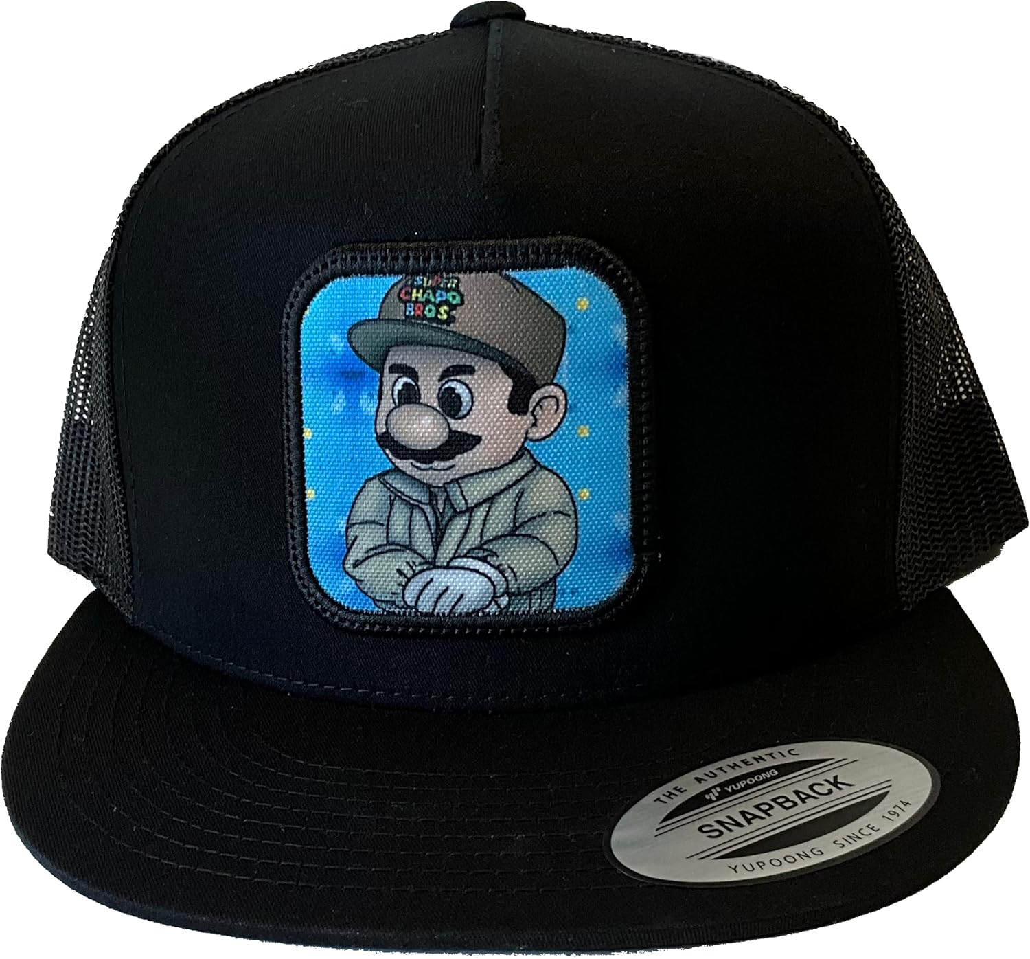 Super Chapo bros Hat Black mesh Snapback at Amazon Men’s Clothing store
