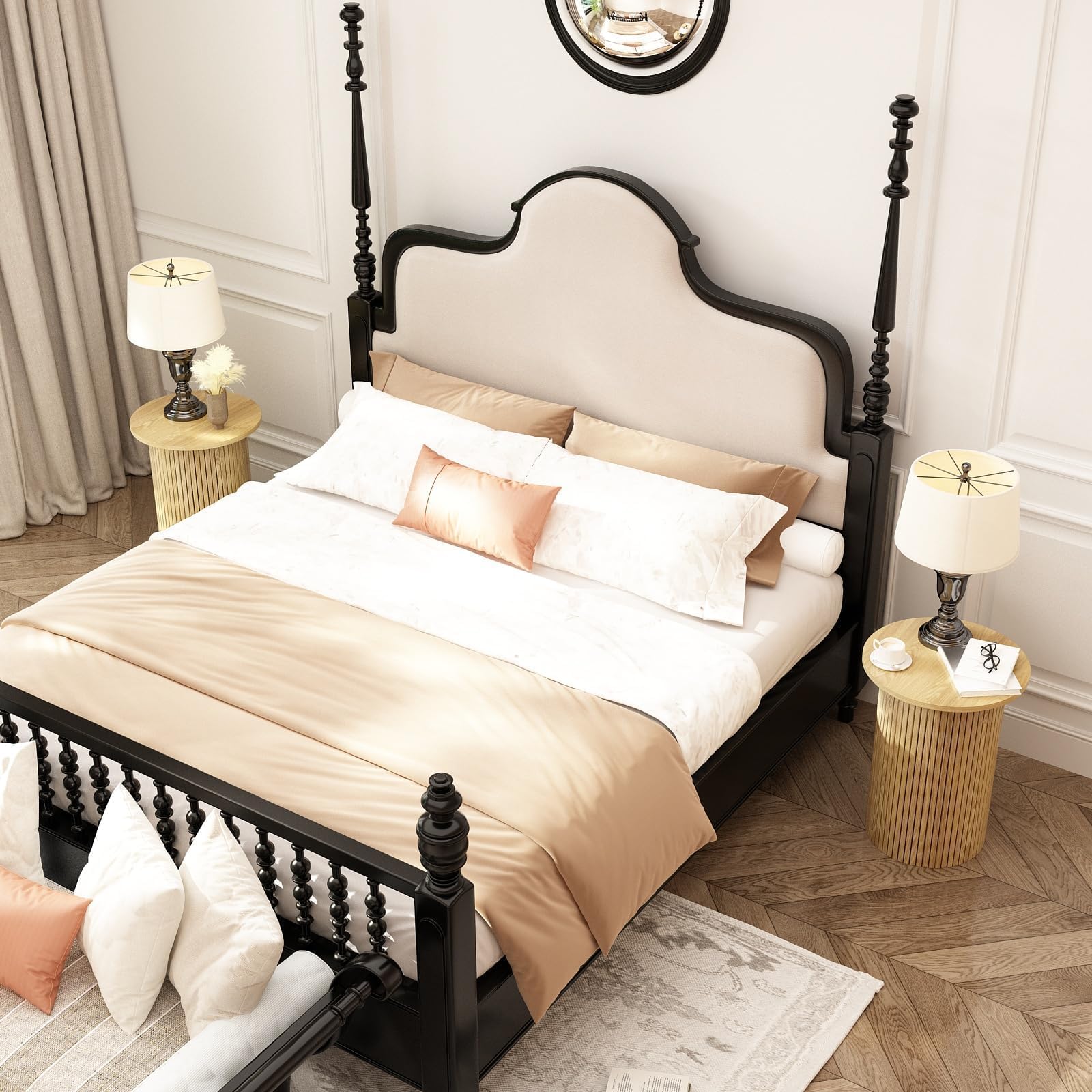 Snapklik.com : Round Fluted End Table, Small Accent Pedestal Side Table ...