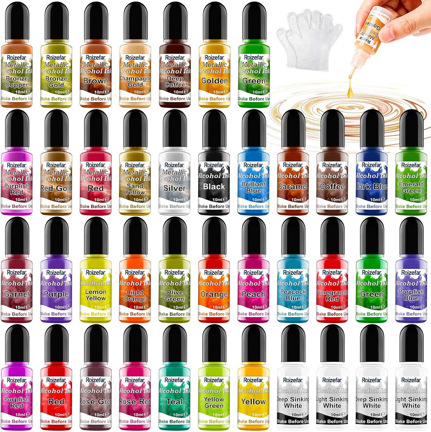 Amazon.com : Alcohol Ink Set - 40 Bottles Vivid Colors High ...