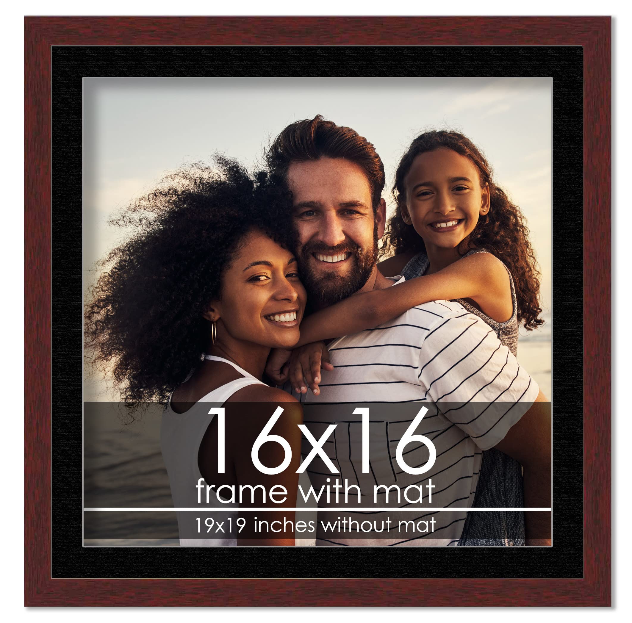 Amazon.com - 16x16 Frame with Mat - Brown 19x19 Frame Wood Made to ...