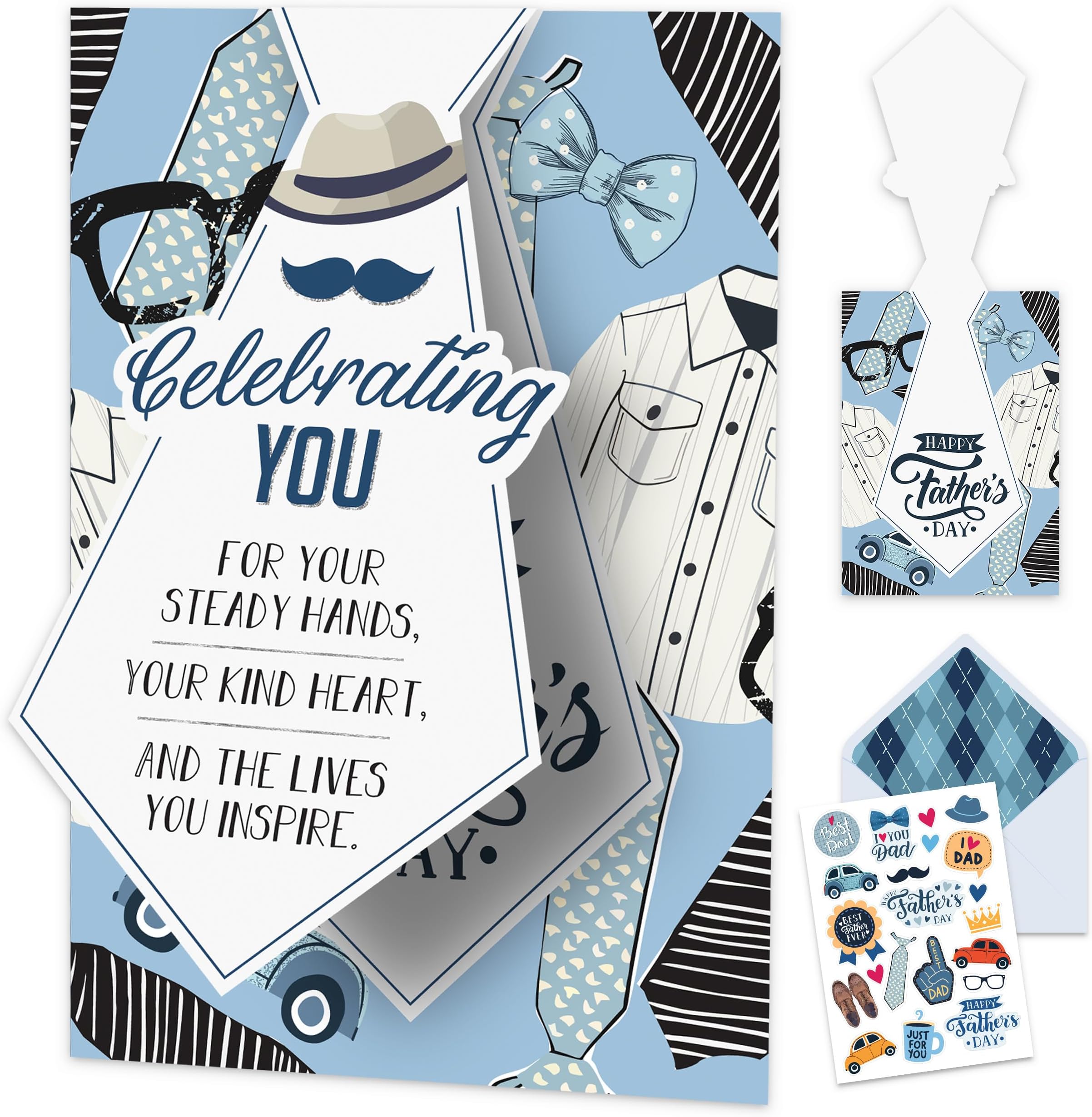 Amazon.com : Decorably 5x8in Individual Fathers Day Card with Hat and ...