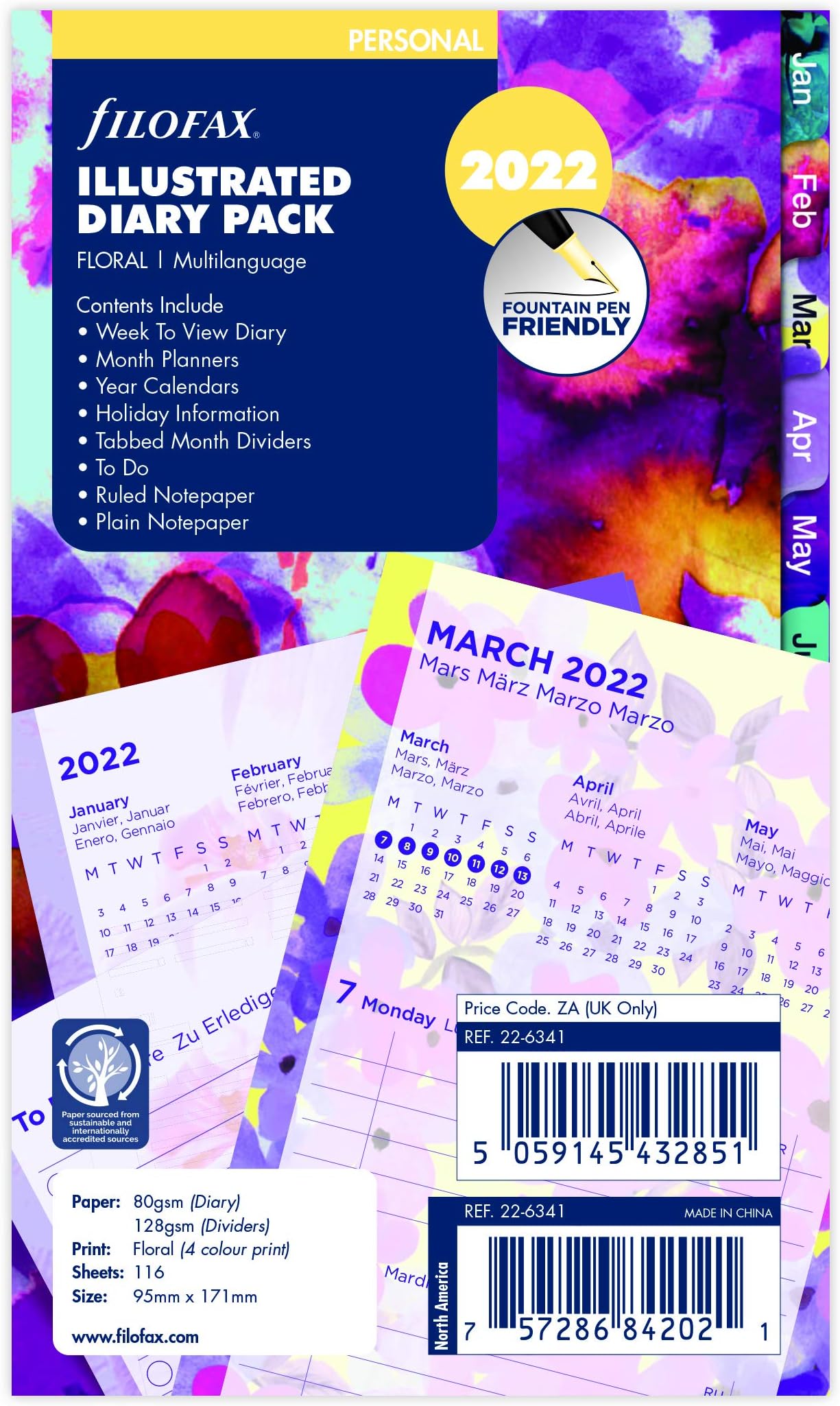 Amazon.com : Filofax Personal Illustrated Floral Week on 2 Pages 2024 ...