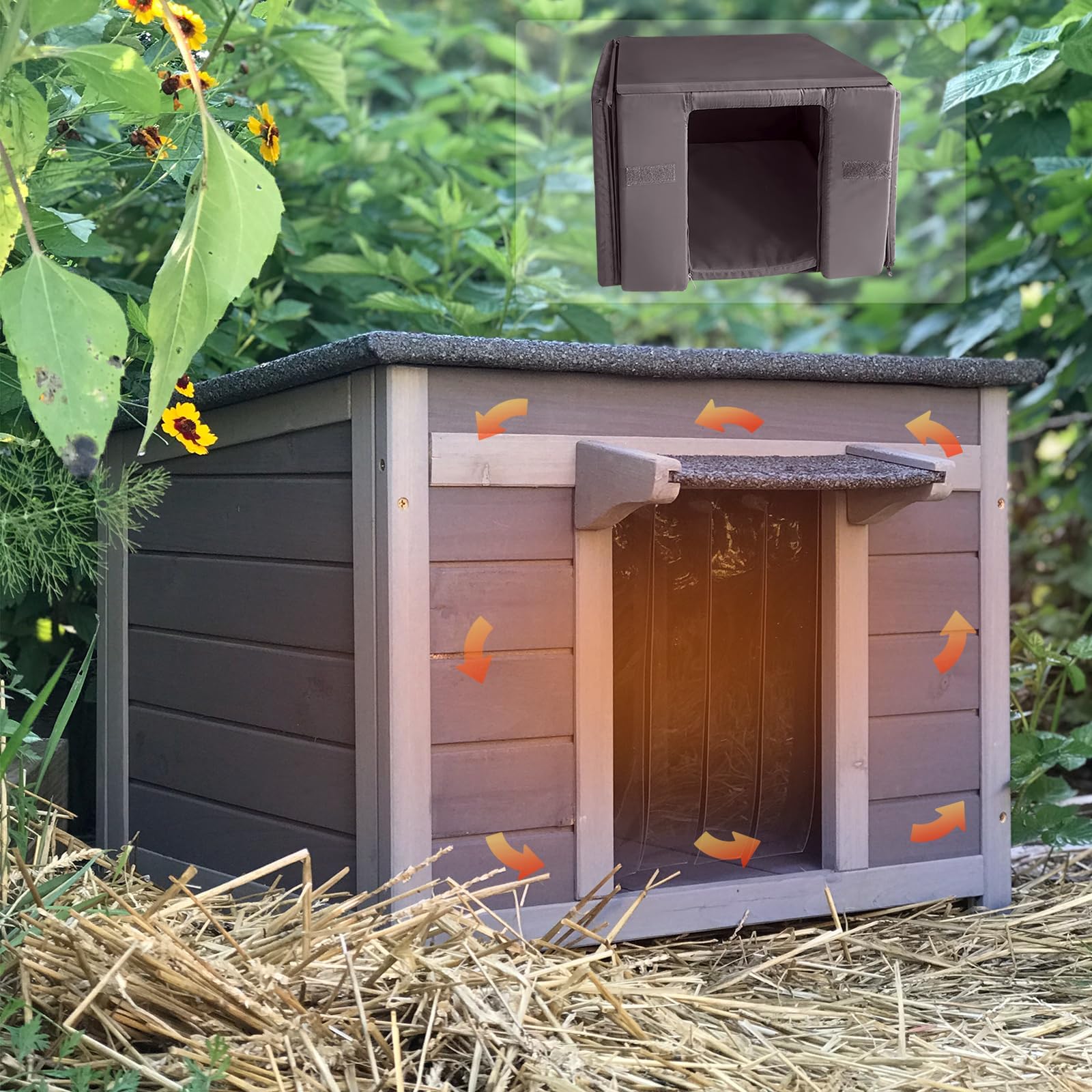 Amazon.com : Cat House Outdoor Dog House with Insulation Liner Rabbit ...