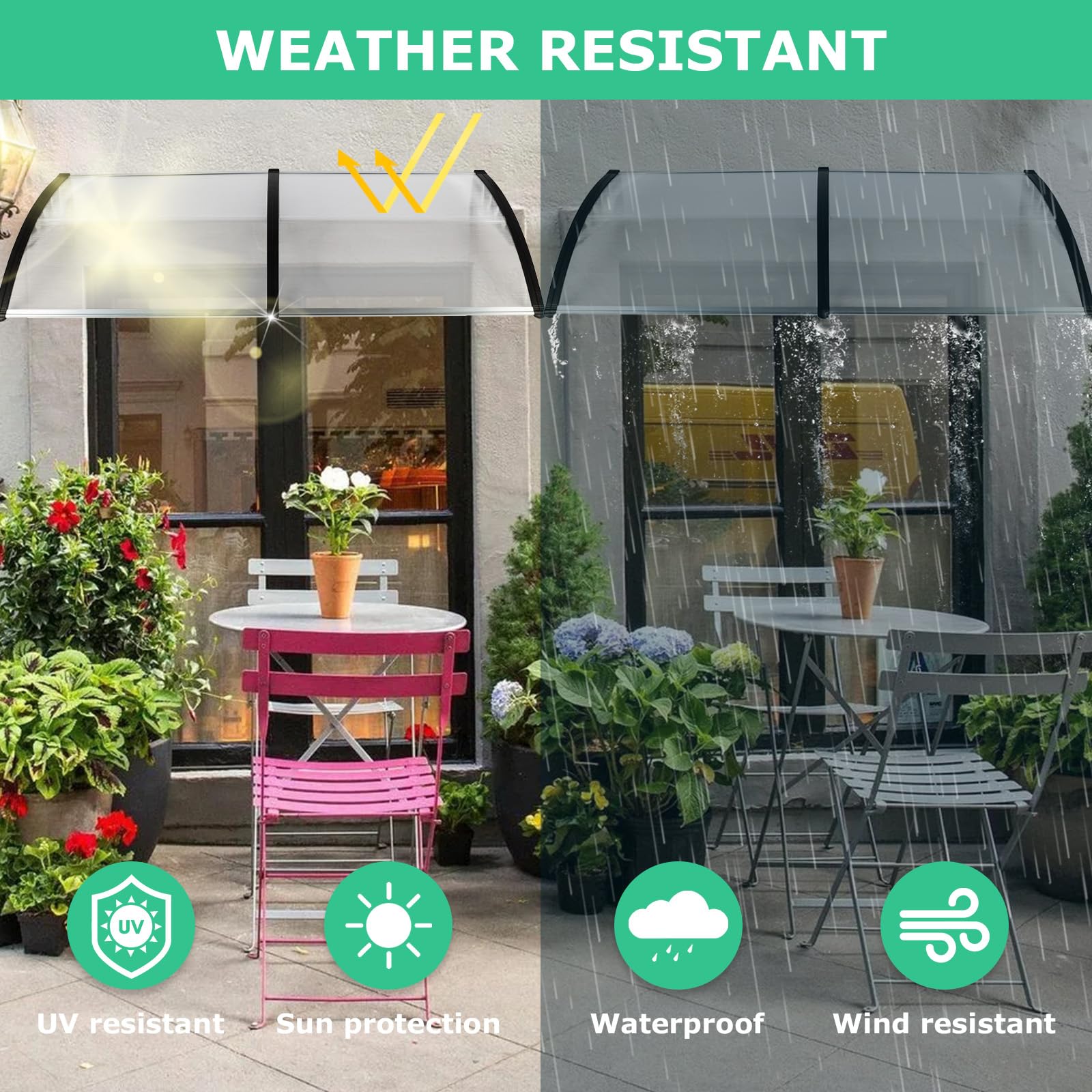 Hollow Sheet Awning VEVOR 40x80 Window Door Awning - UPF 50 ...