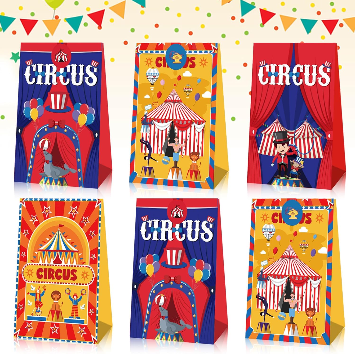 Amazon.com: Estivaux 12 Pieces Carnival Circus Gift Bags with Stickers ...