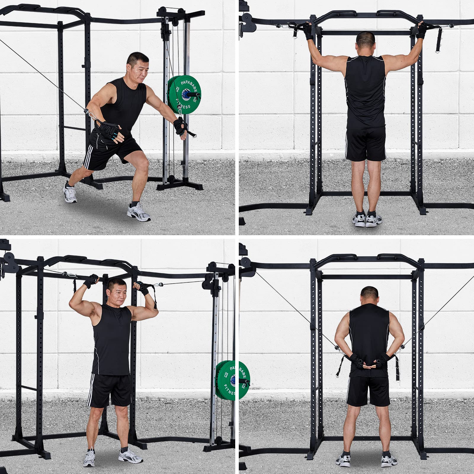 Buy papababe Power Cage, Squat Rack with Cable Crossover Machine Power ...