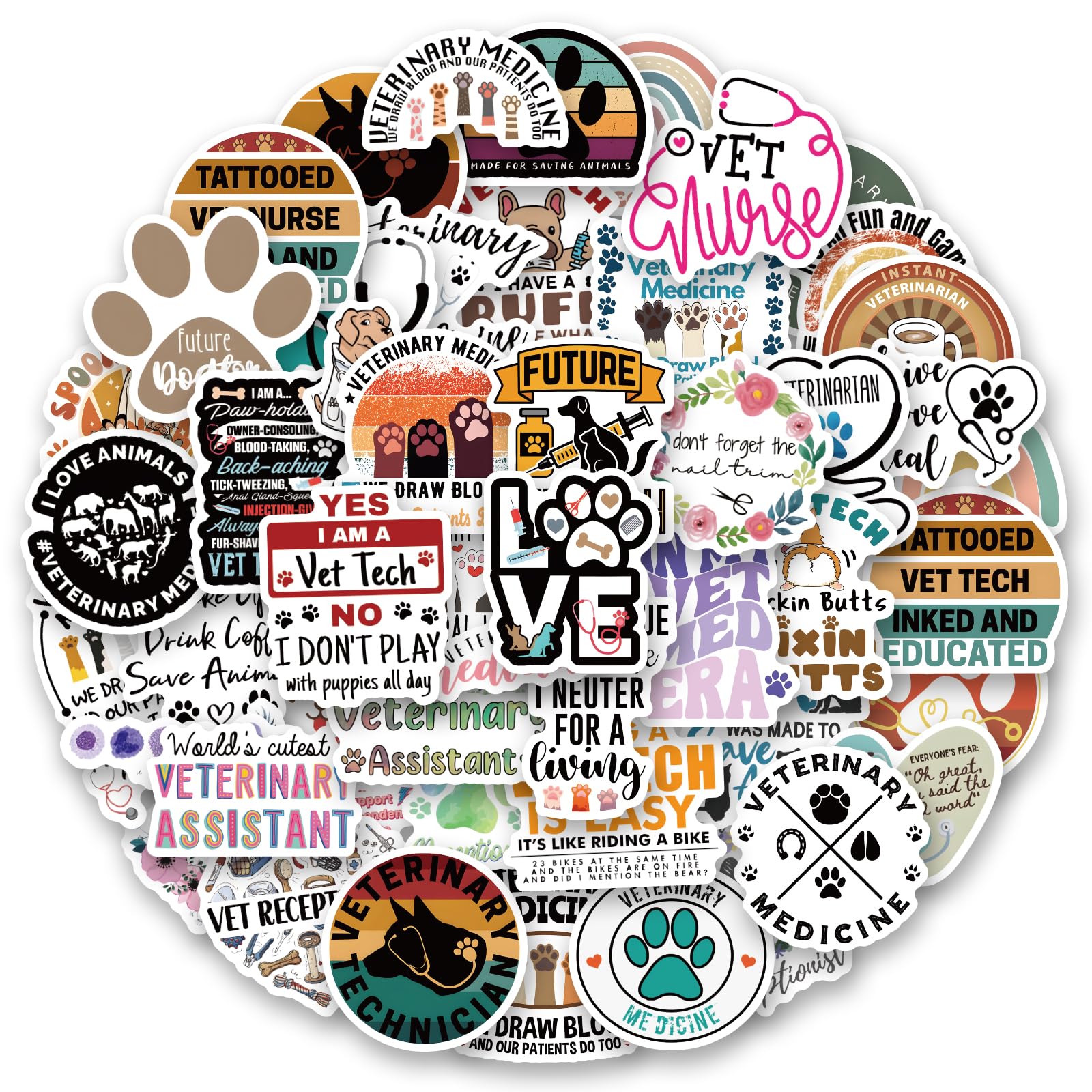 Amazon.com: Bonitzdm 120Pcs Funny Veterinary Stickers and Decals, Vet ...