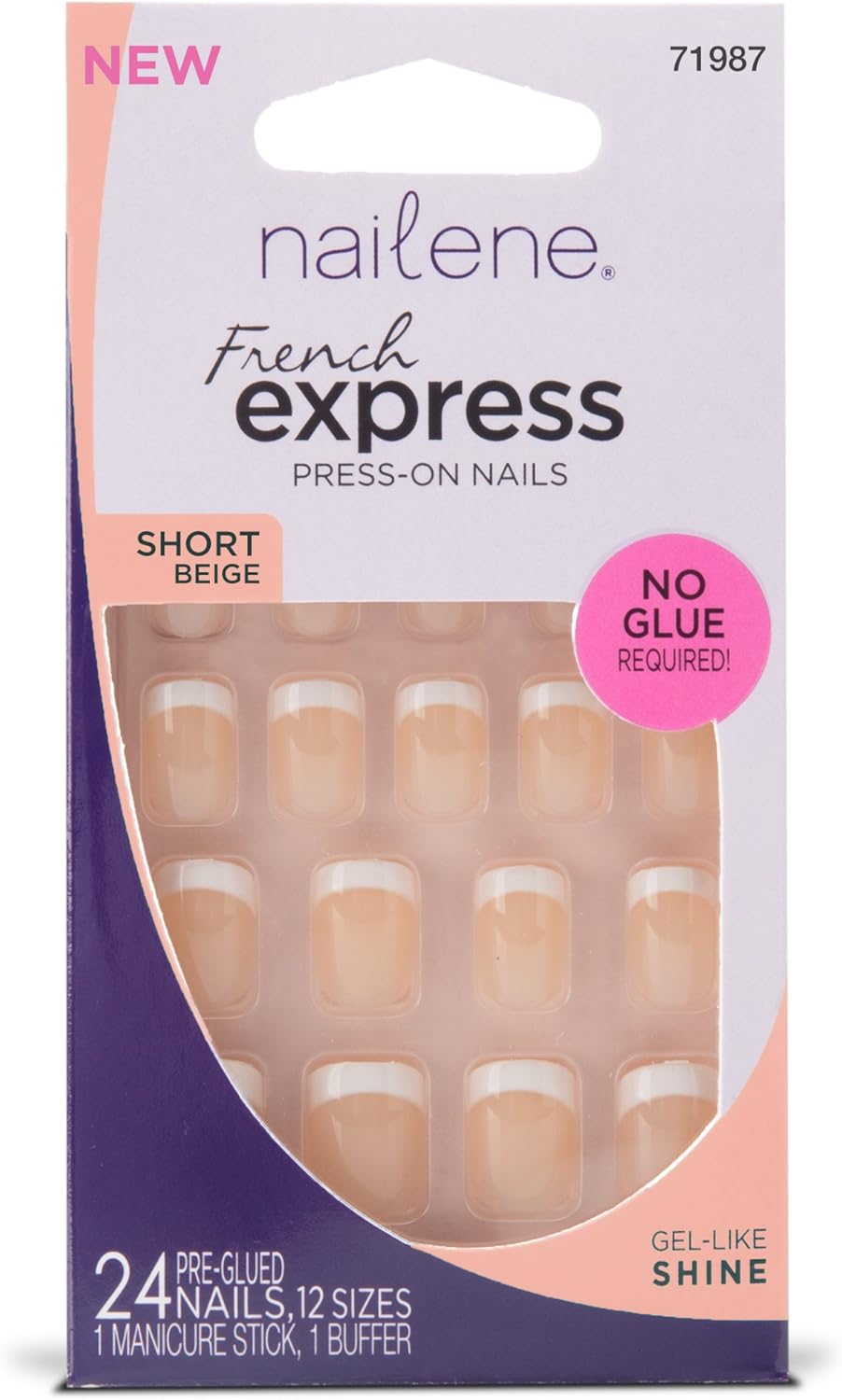 Amazon.com: Nailene French Express Short Beige Press-On Nails, 71987 ...
