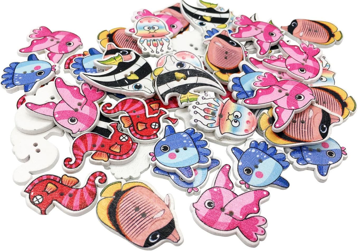 Amazon.com: Wooden Buttons,Cartoon Fish-Shaped Pattern Decorative ...