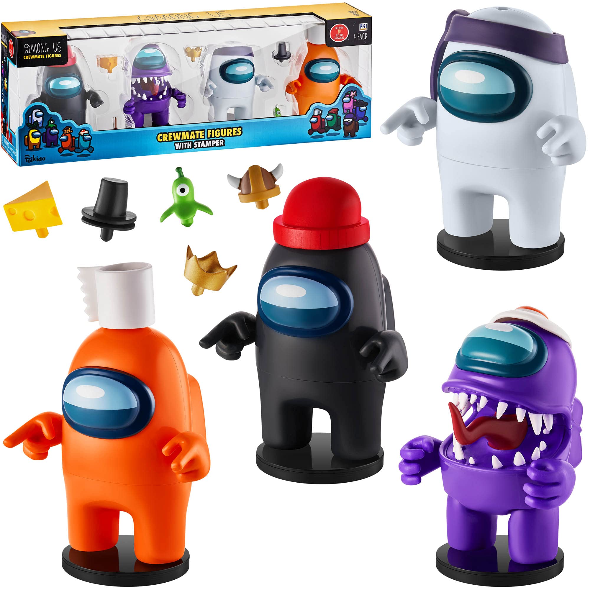 Buy Four Among Us Crewmate Figures With Stampers 4 5 Inch Tall Among
