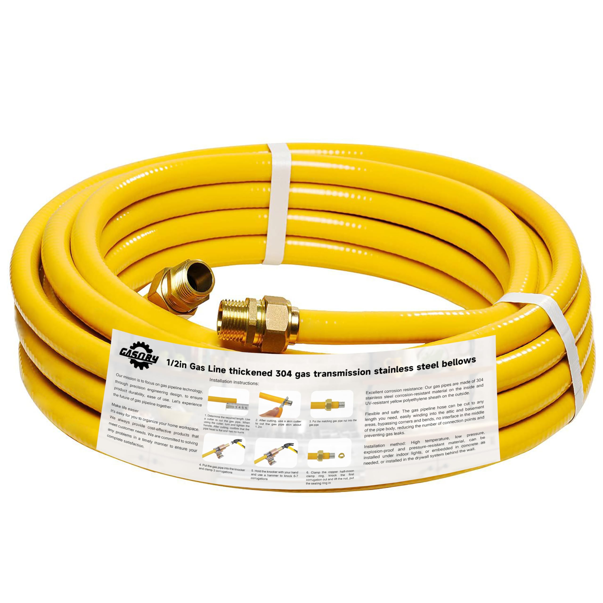 Gasoray 1/2" Gas Line 33ft Corrugated Stainless Steel Tubing Hose ...