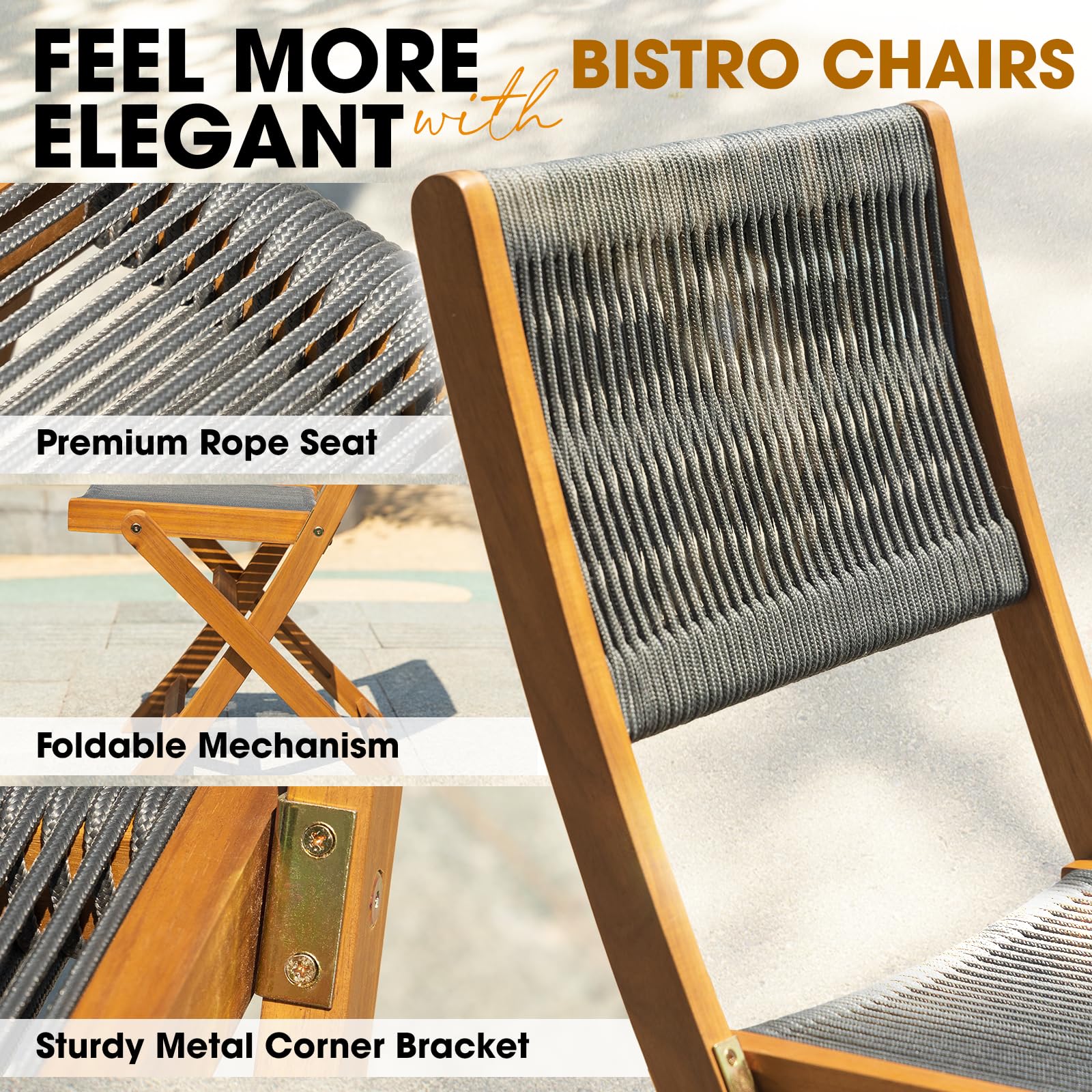 Snapklik.com : IDZO Wood Rope Design Heavy Duty 400lbs Capacity Patio ...