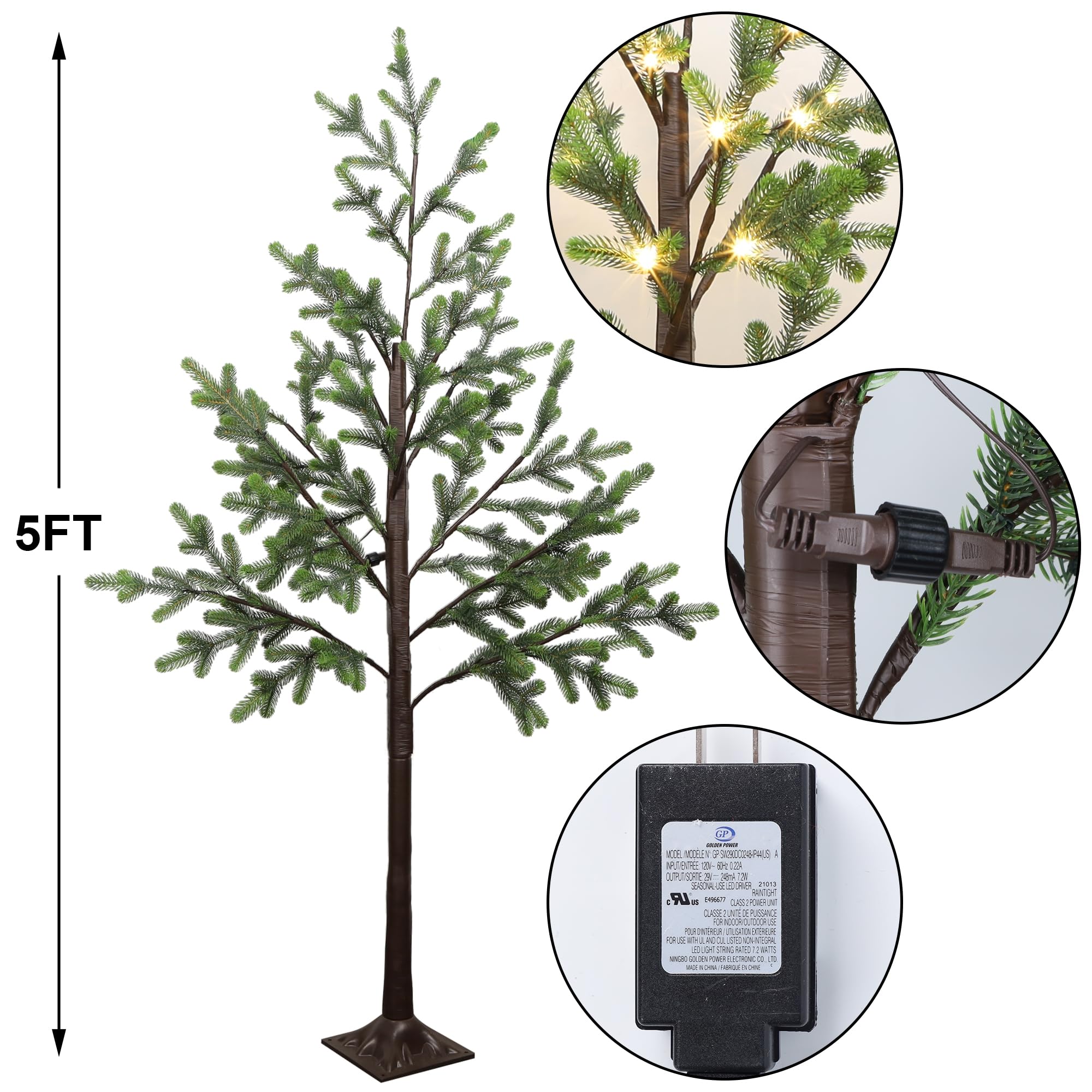 DR.DUDU Christmas Tree with Lights, 5 FT Pre-lit Artificial Xmas Trees ...