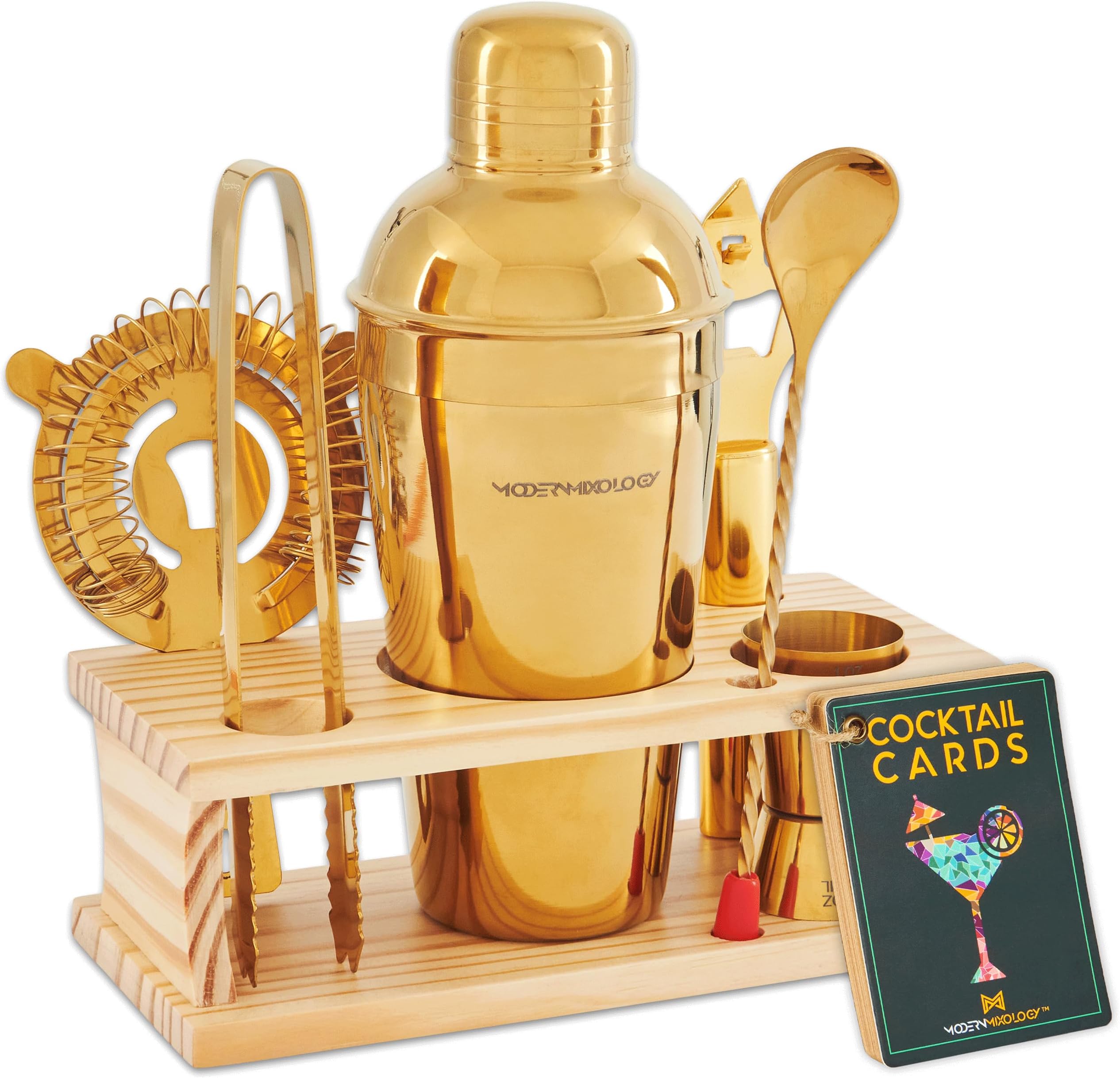 Amazon.com: Gold Cocktail Shaker Set Bartender Kit by BARILLIO: 24 oz ...