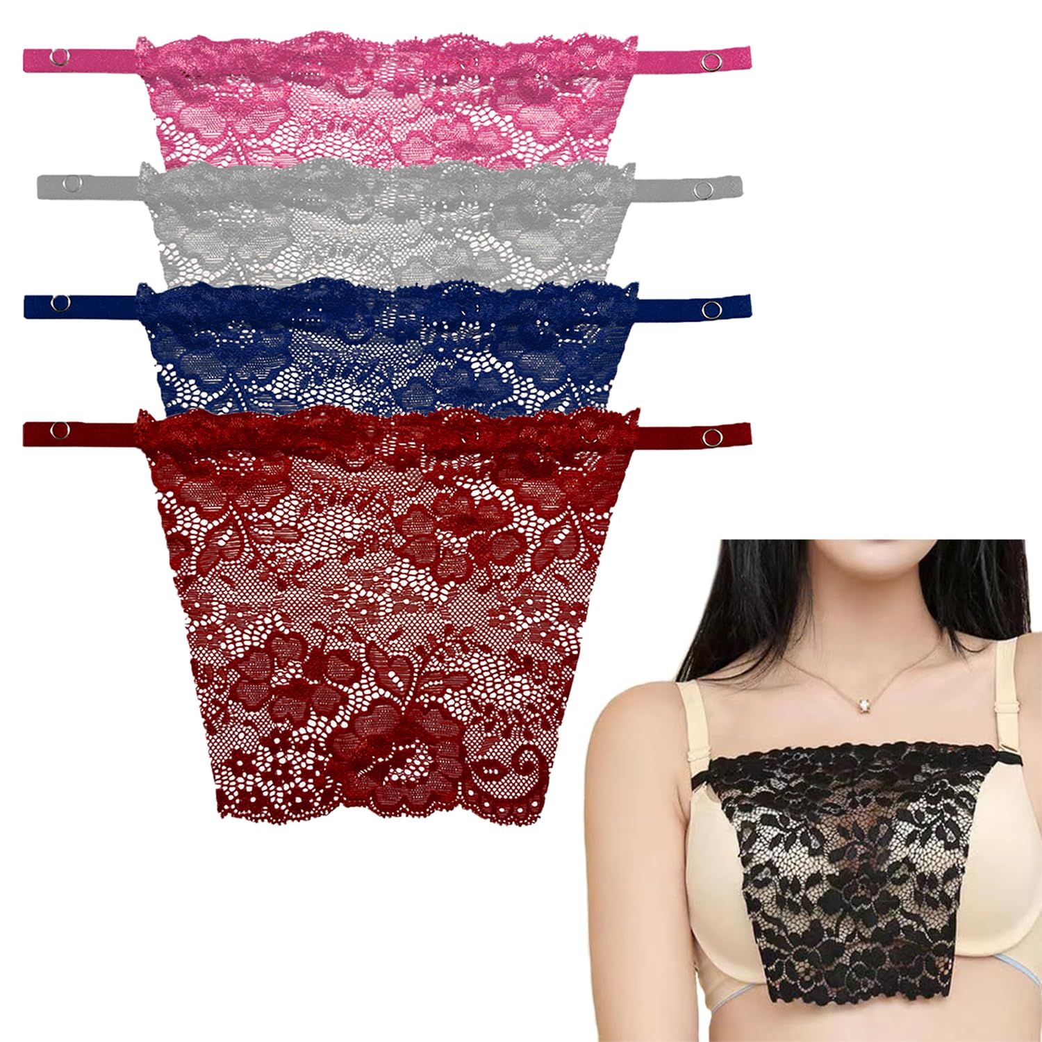 Buy FIMALIA Women's Mock Lace Clip-on Camisole for Women Deep Neck ...