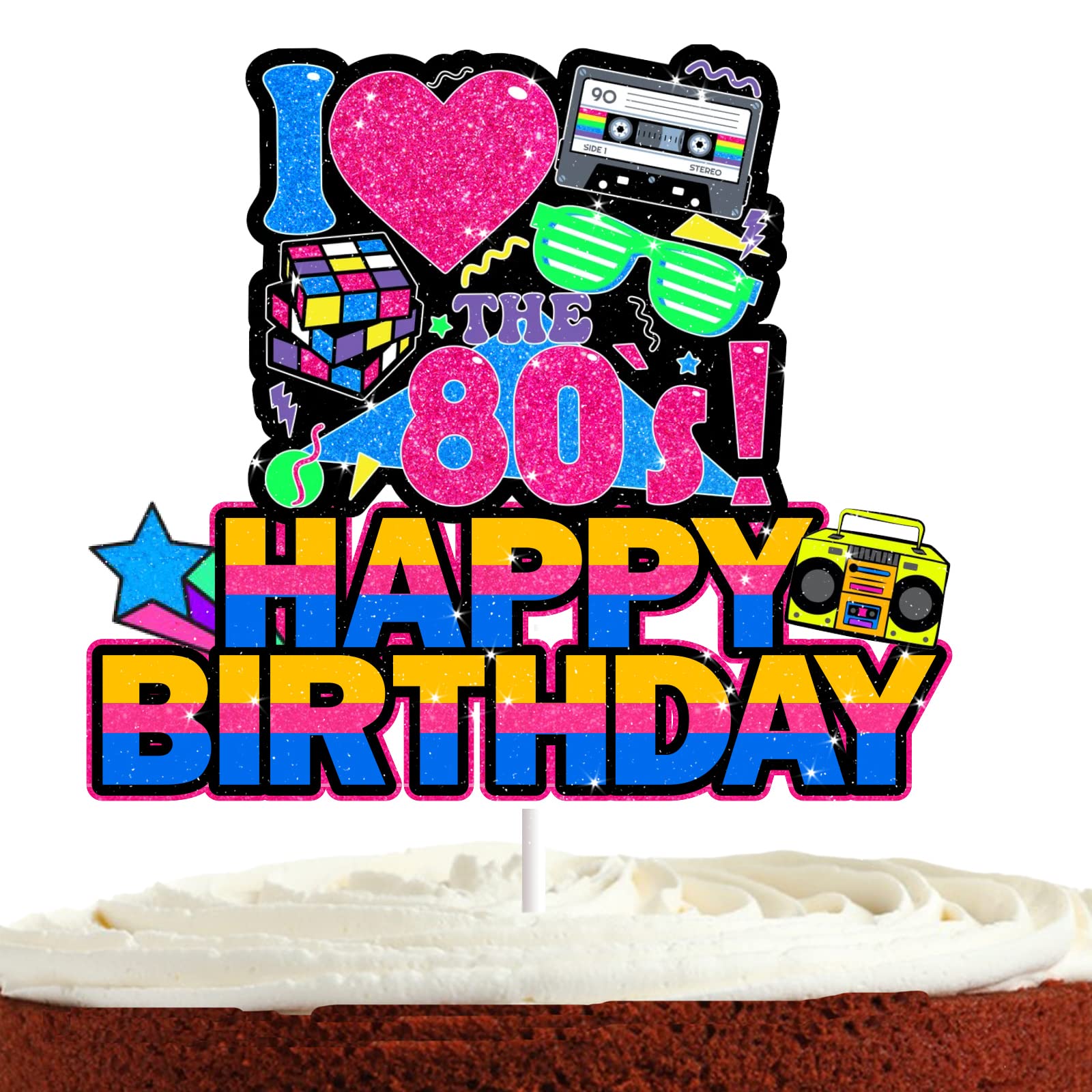 Amazon.com: 90s 80s Cake Topper for Men Women Happy Birthday 80s 90s ...
