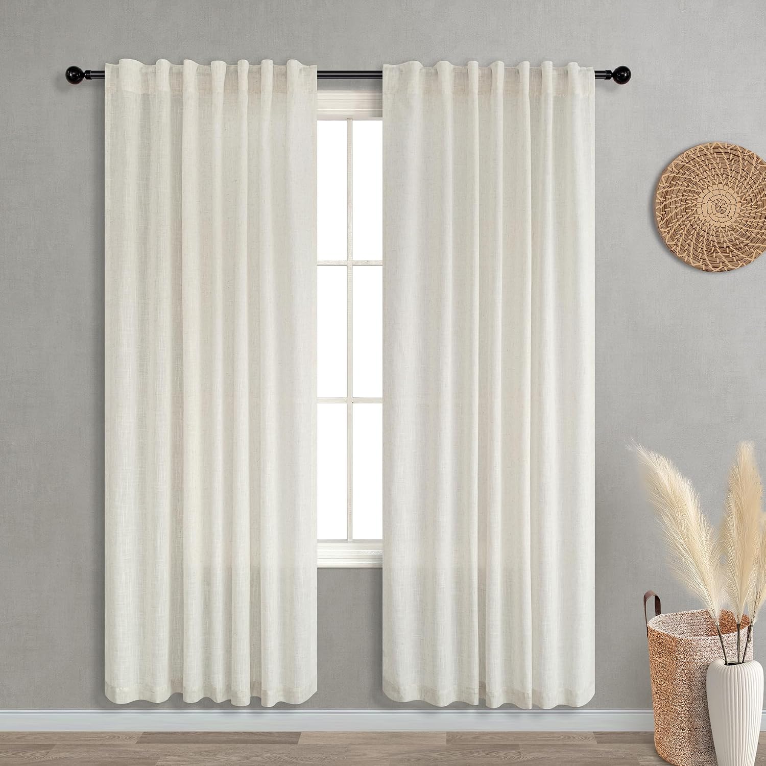Amazon.com: KOUFALL 78 Inch Curtains 2 Panel Set,Linen Sheer Closet ...