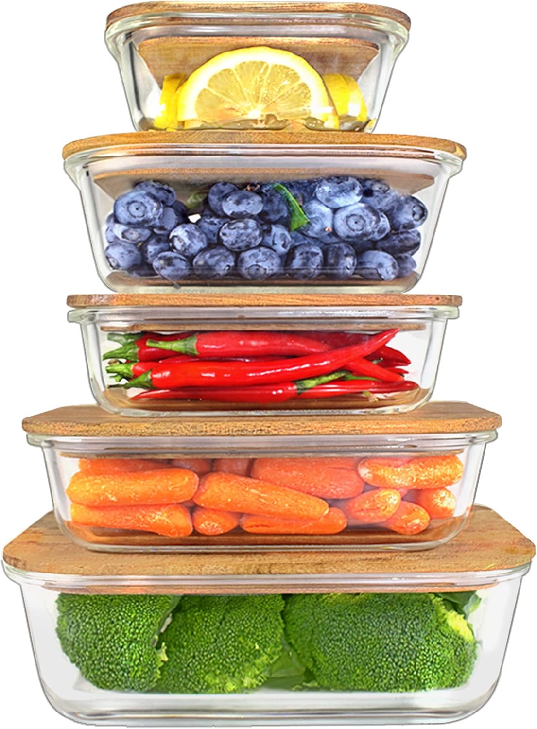Amazon.com: Urban Green Glass Food Container with Wood Lid, Glass food ...