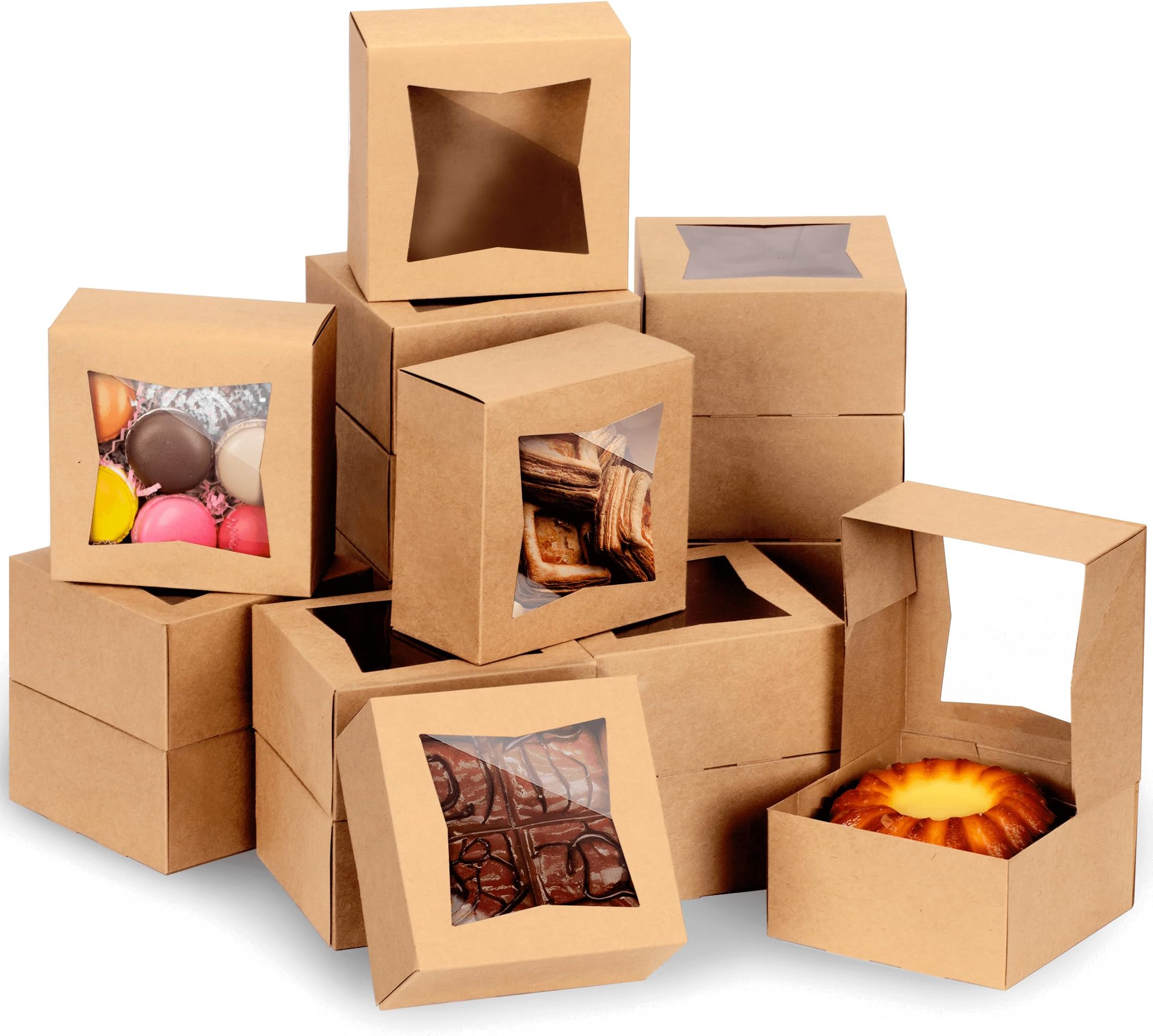 Amazon.com: 6" x 6" x 3" White Bakery Box | Auto-Popup | Small Pie ...