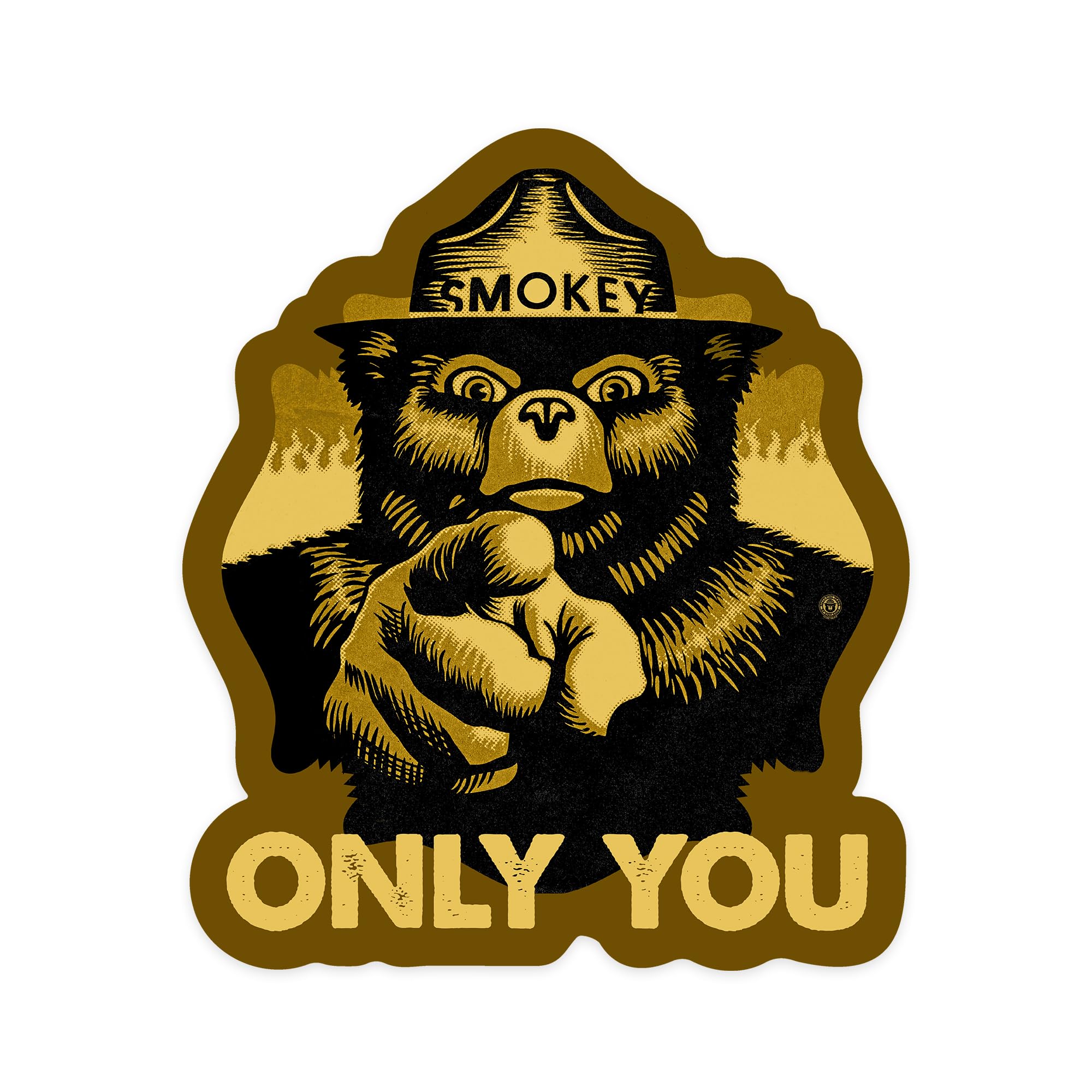 Amazon.com: Die Cut Sticker Smokey Bear, Only You, Halftone Yellow ...