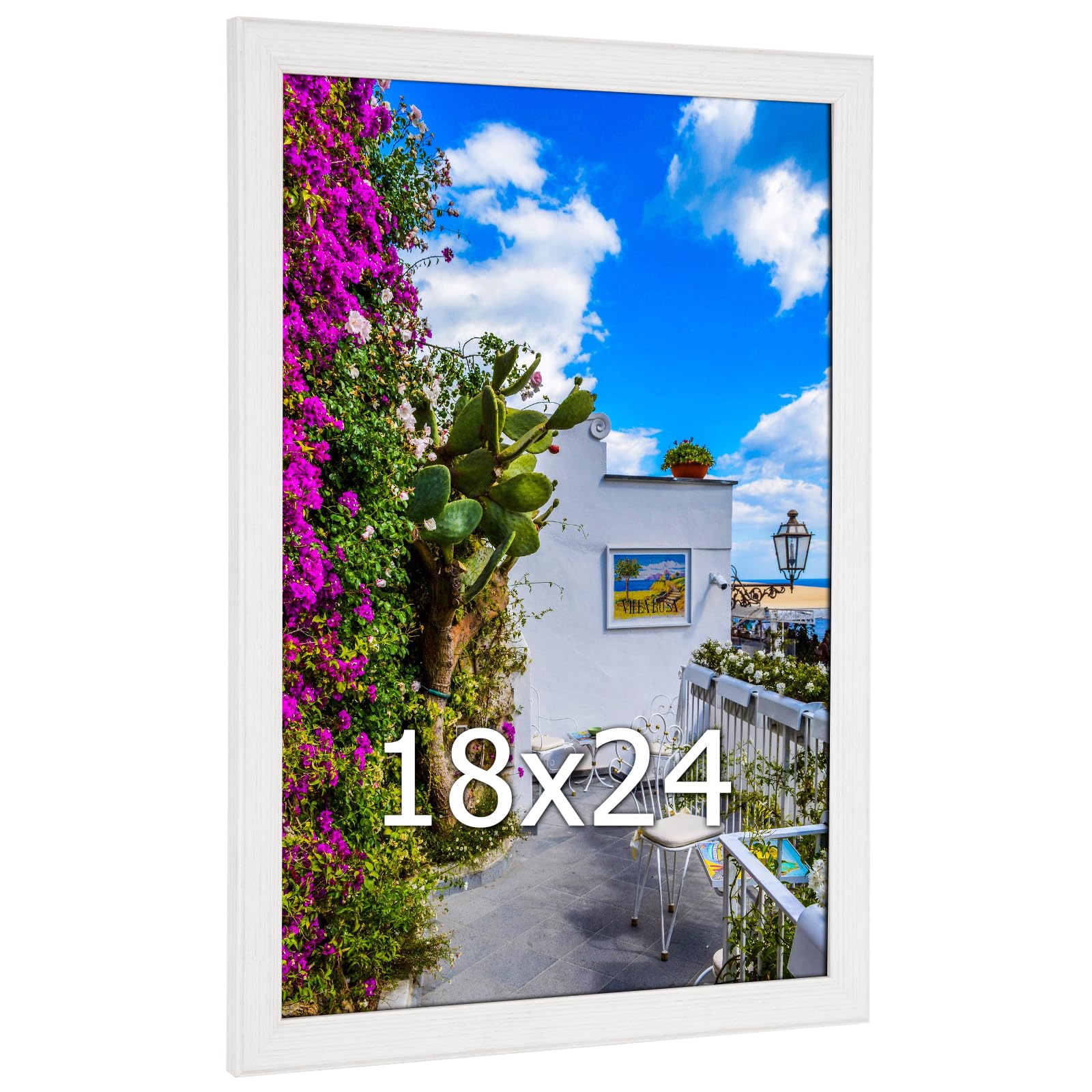 18x24 Wood Frame White, Natural Woodgrain 24x18in Picture Frame, Rustic ...