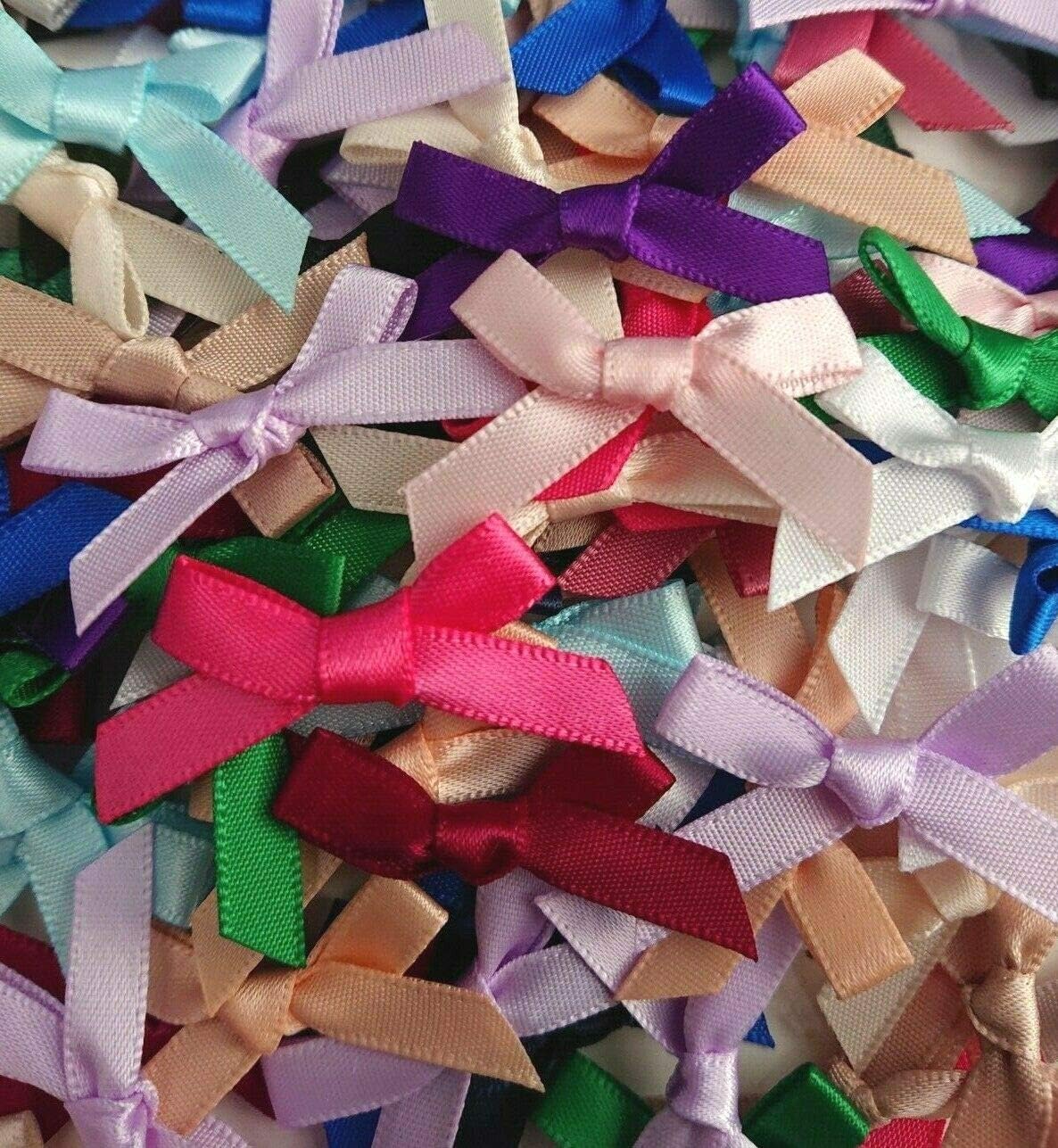 Trucraft 3cm 7mm Satin Ribbon Mini Craft Bows Mixed Pack of 20 : Amazon ...