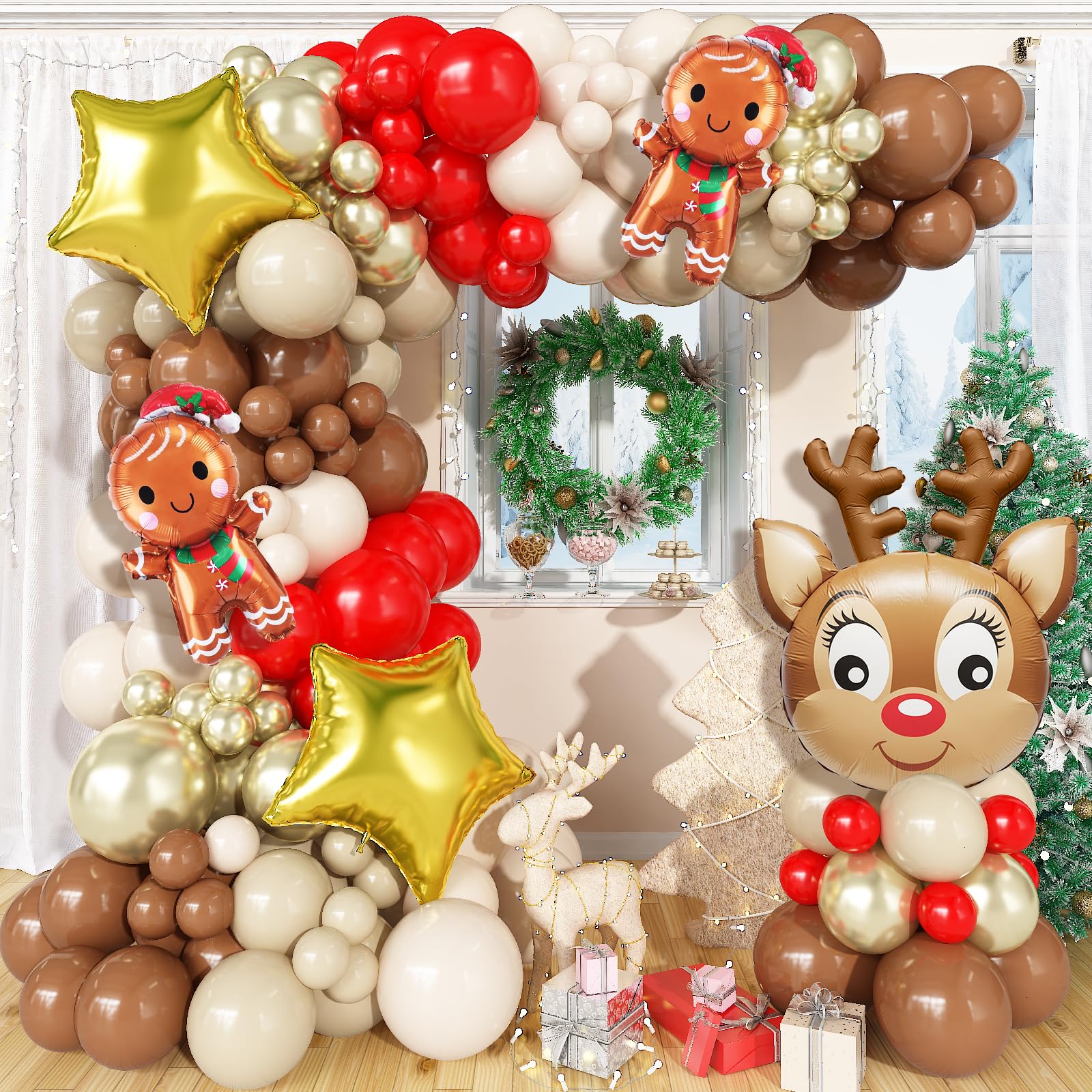 Amazon.com: Christmas Balloon Arch Garland Kit, 147Pcs Red Retro Brown ...