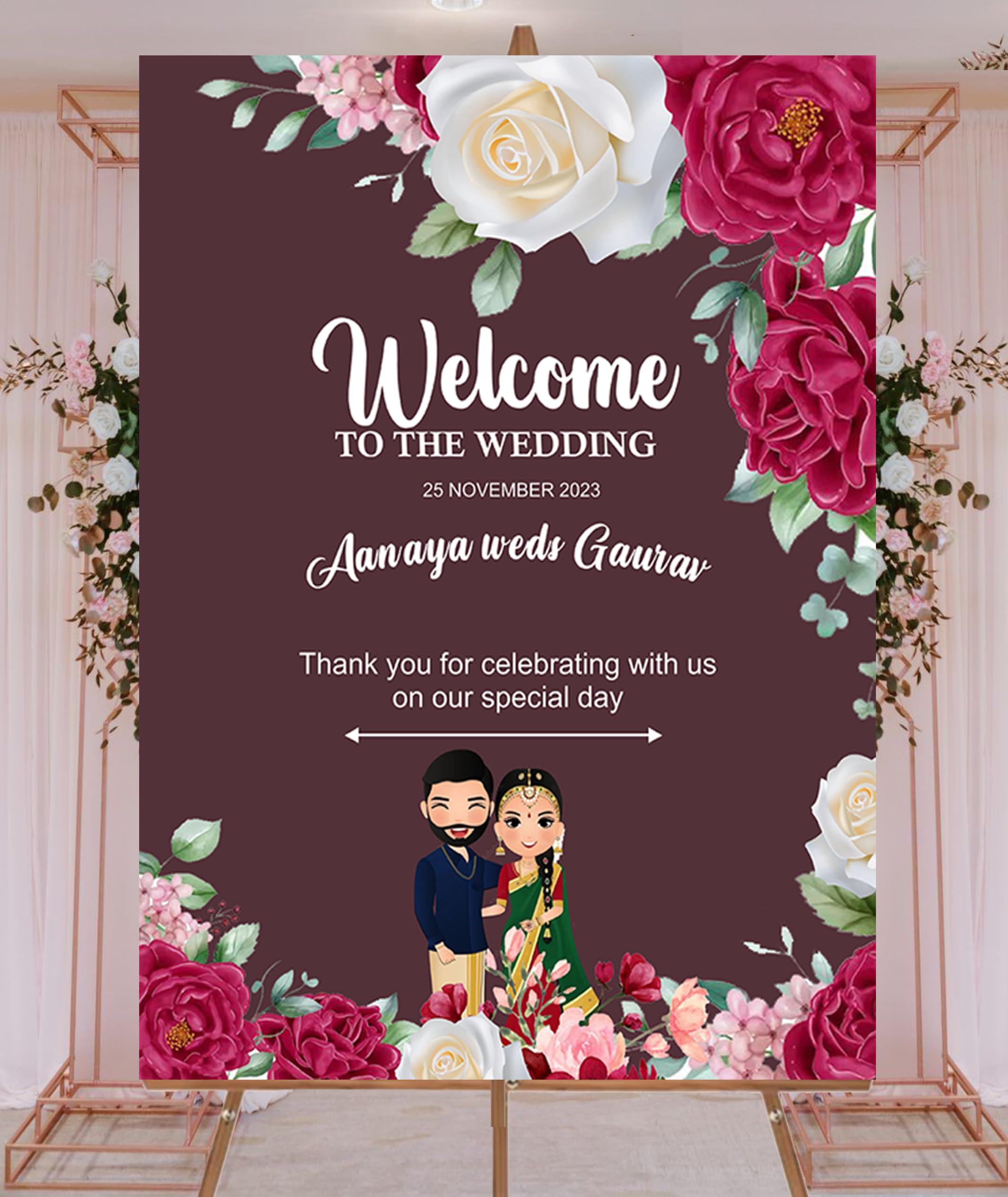 Buy Theme My Party Custom Indian Wedding Ceremony Welcome Sign Board ...