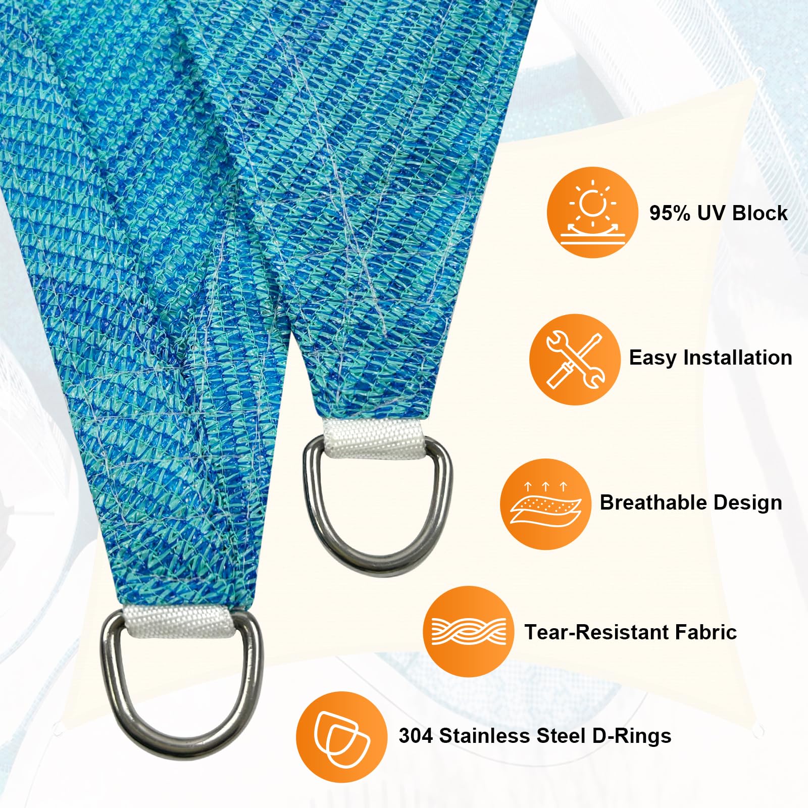 Snapklik.com : Artpuch Sun Shade Sail, 10x13 Mixed Turquoise Rectangle ...