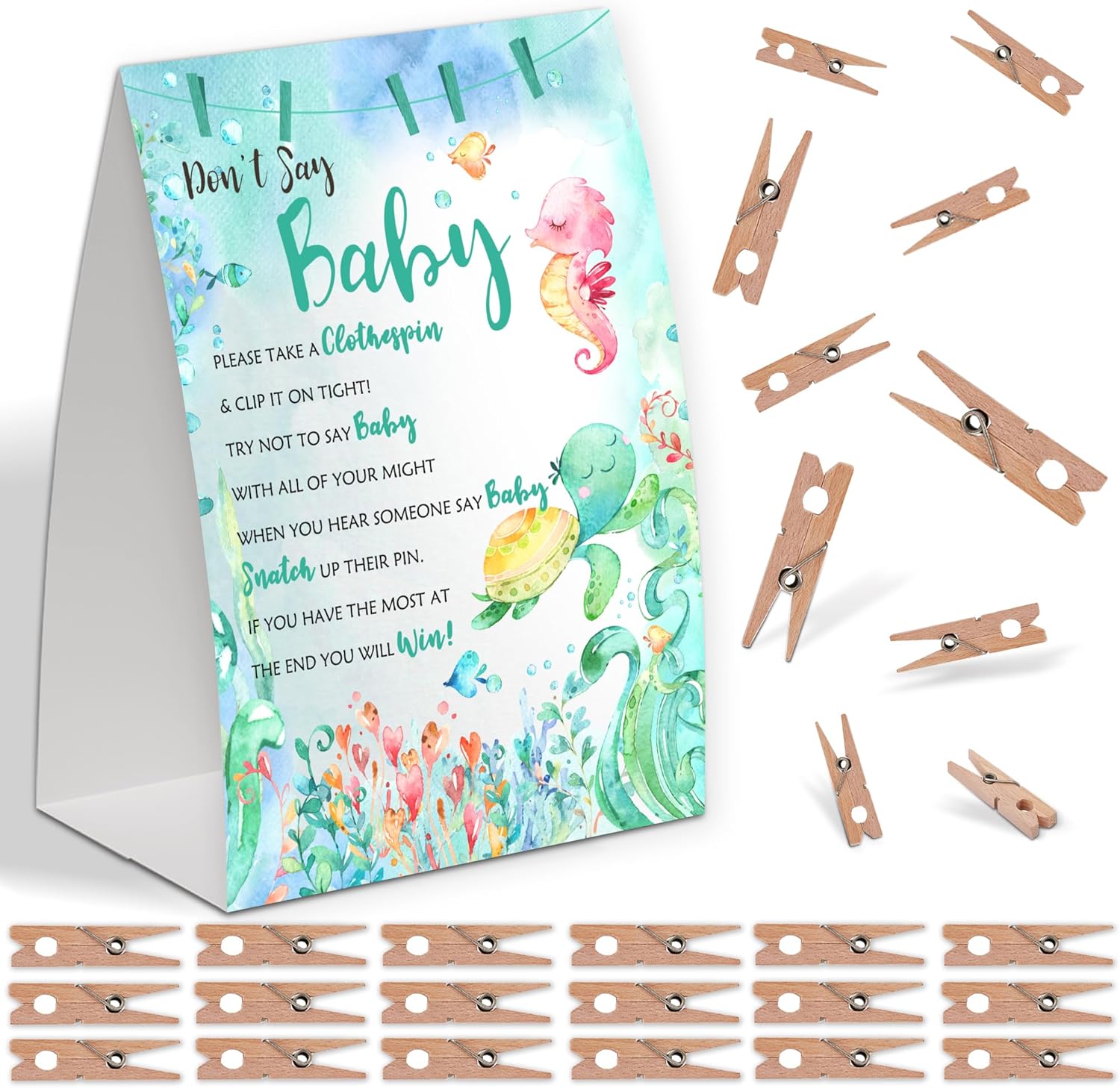 Amazon.com: The Underwater World Shower Decorations,Don't Say Baby Baby ...