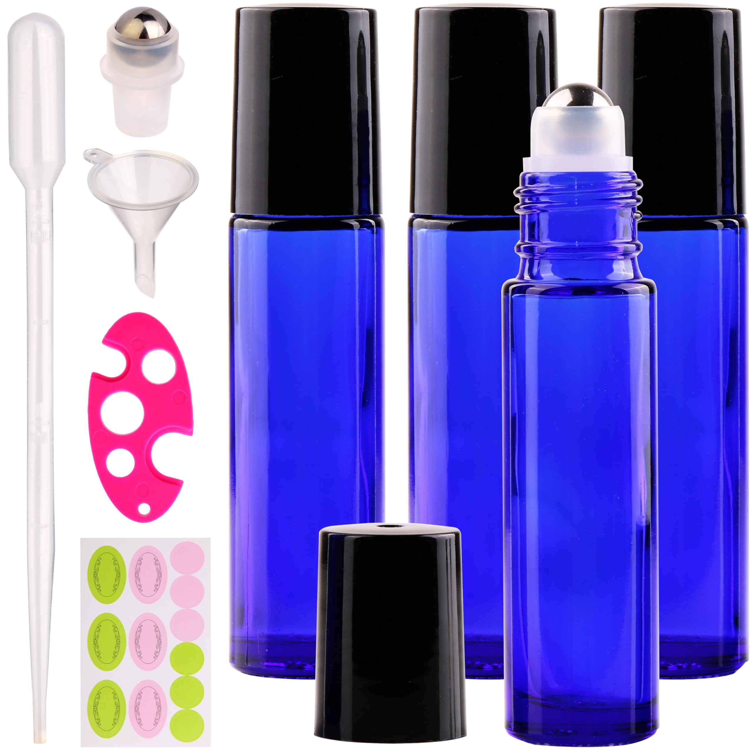 Snapklik.com : Inice 4 Pack Essential Oil Roller Bottles 10ml Cobalt ...